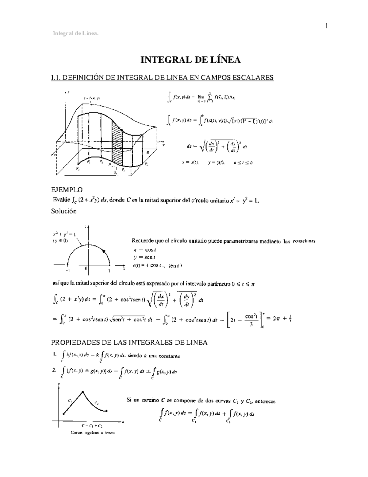 Integral-linea MB - Integral de Línea. INTEGRAL DE LÍNEA I. DEFINICIÓN ...