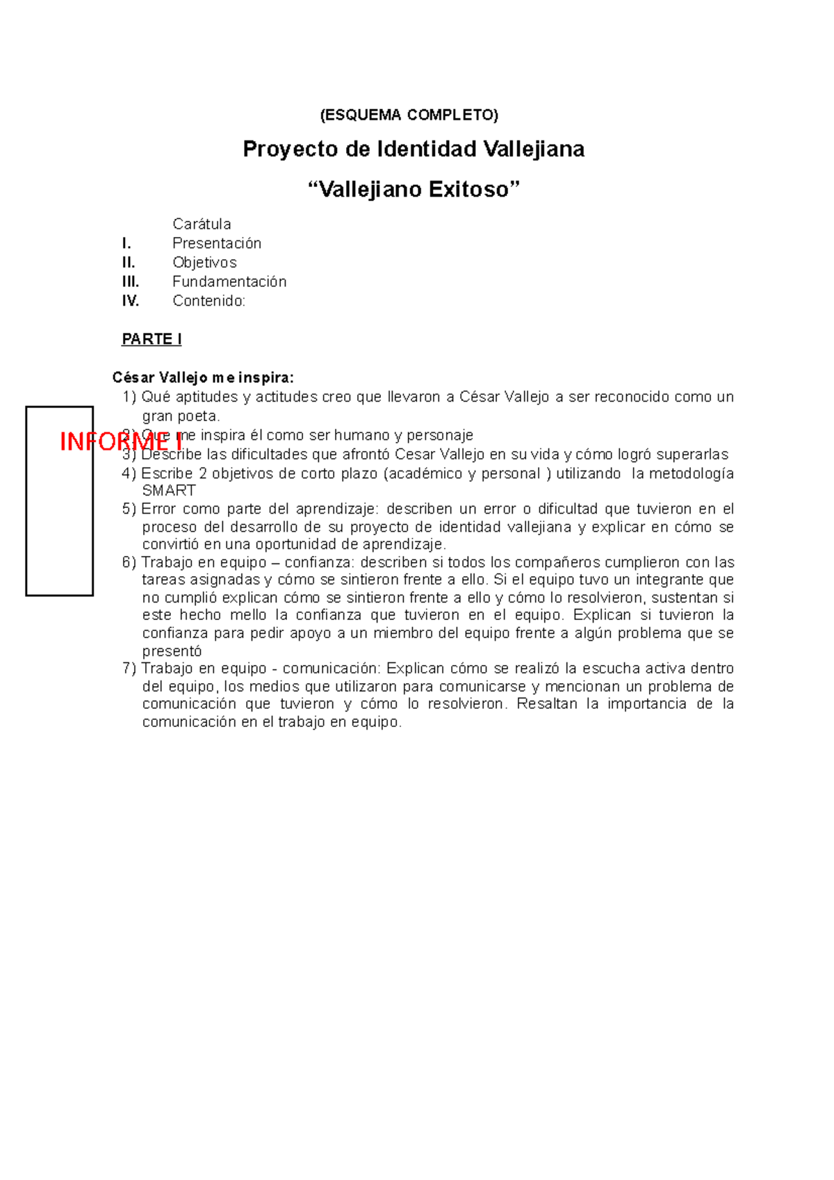 Esquema Informe I Proyecto ID - (ESQUEMA COMPLETO) Proyecto de ...