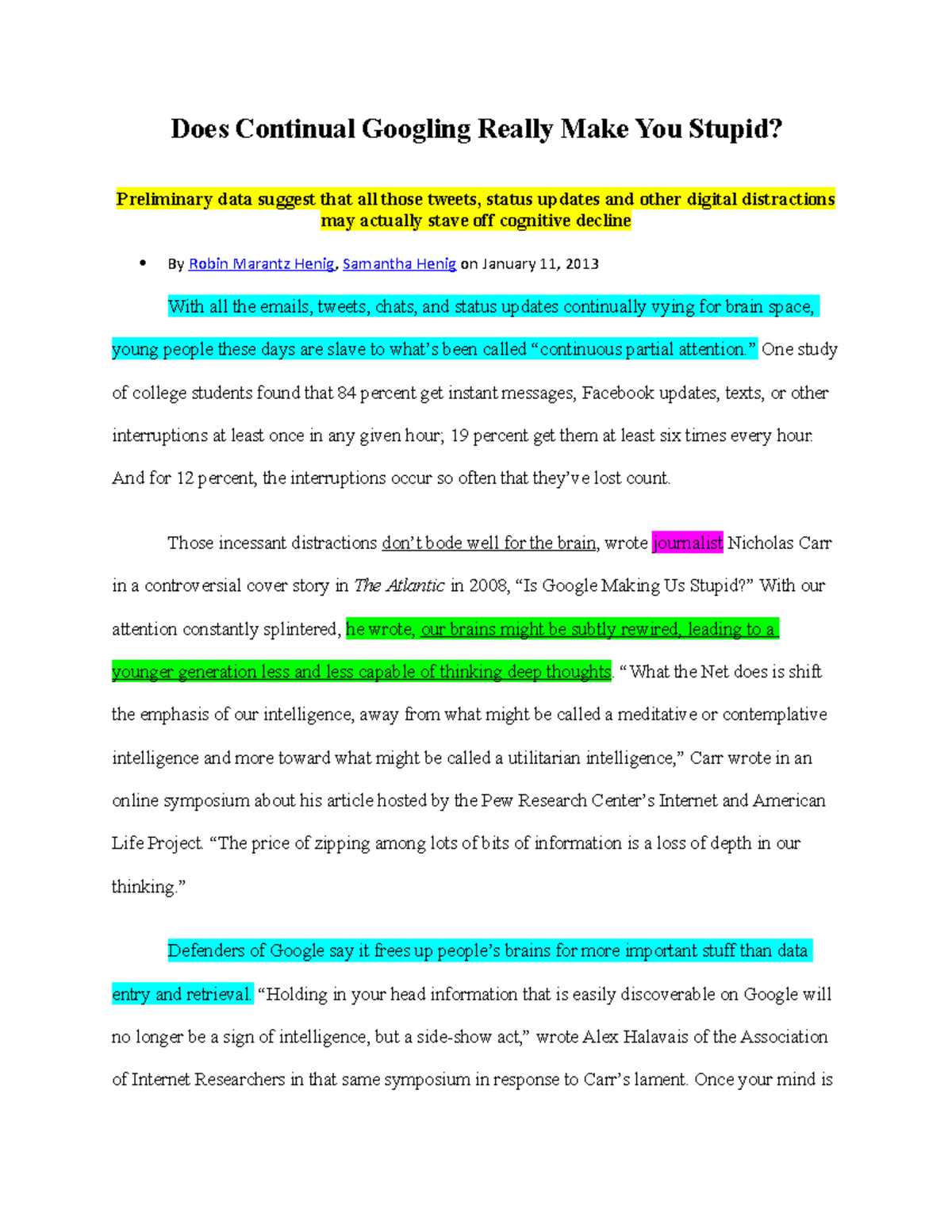 Word Doc for Does Continuous Googling - Does Continual Googling Really ...