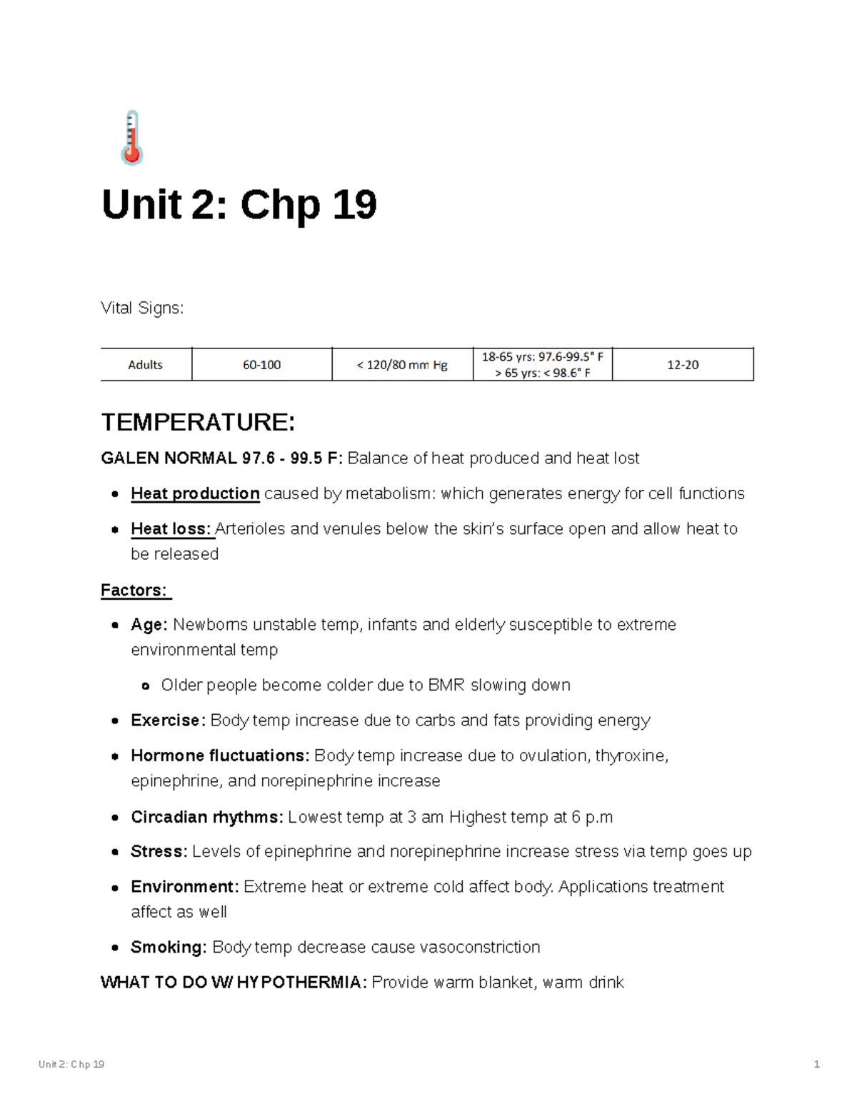 Foundations: Unit 2 Chp 19 - 🌡 Unit 2: Chp 19 Vital Signs: TEMPERATURE ...