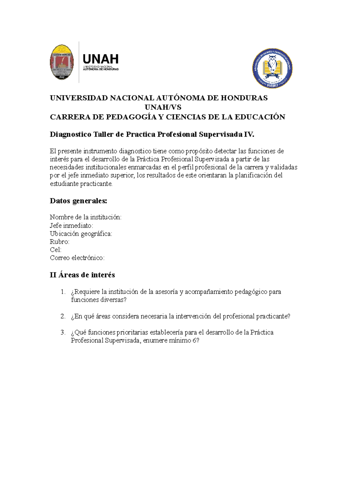 Diagnostico - sdsdsds - UNIVERSIDAD NACIONAL AUTÓNOMA DE HONDURAS UNAH ...