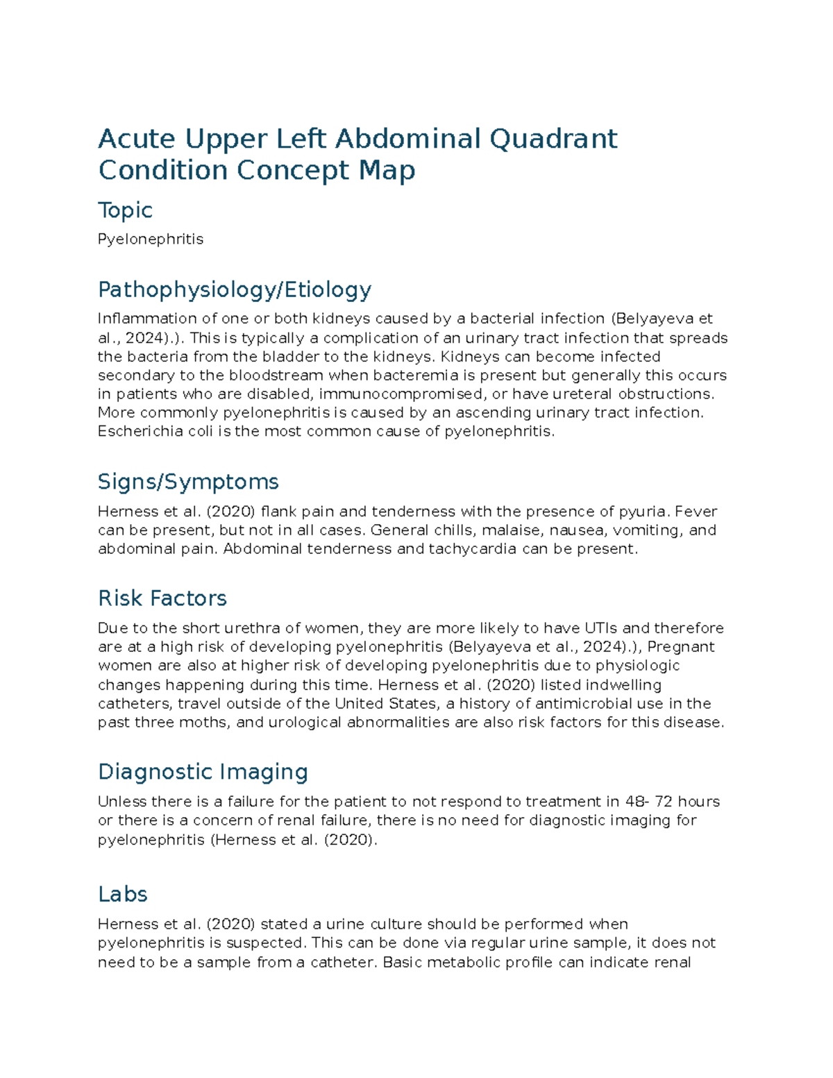 Pyelonephritis - Acute Upper Left Abdominal Quadrant Condition Concept ...