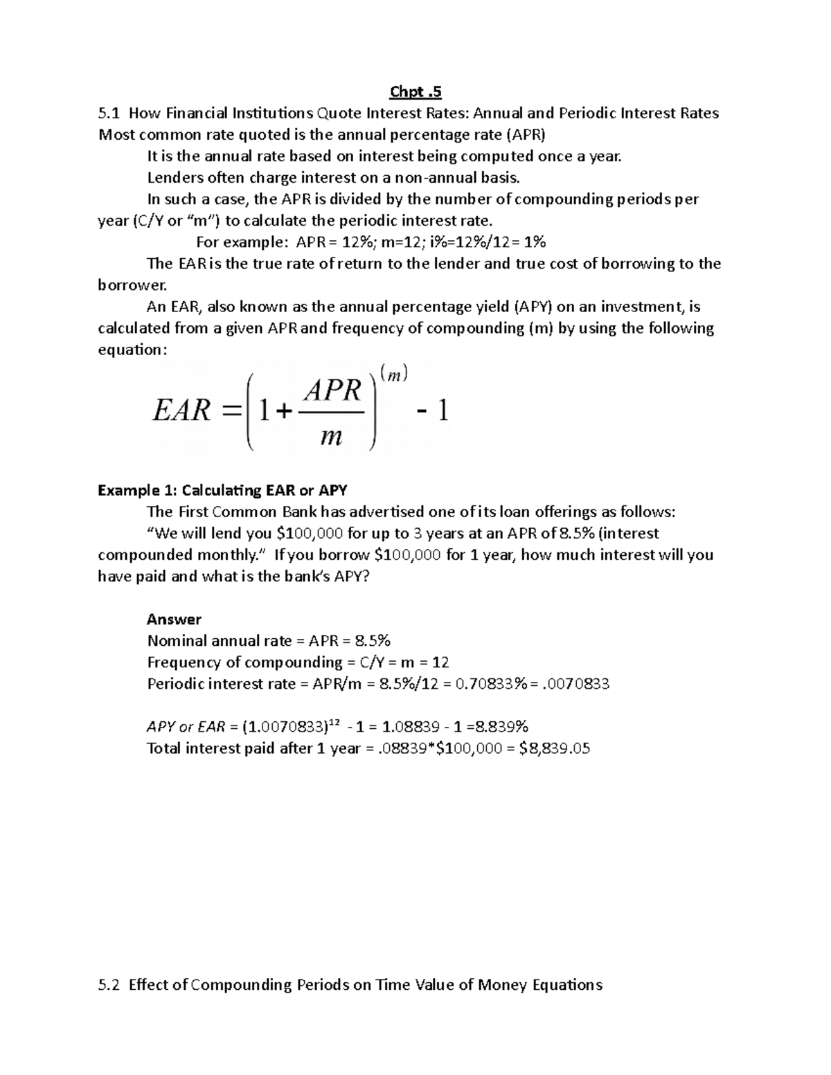 BA 385 Chpt. 5 - Helpful examples with equations. - Chpt. 5 How ...