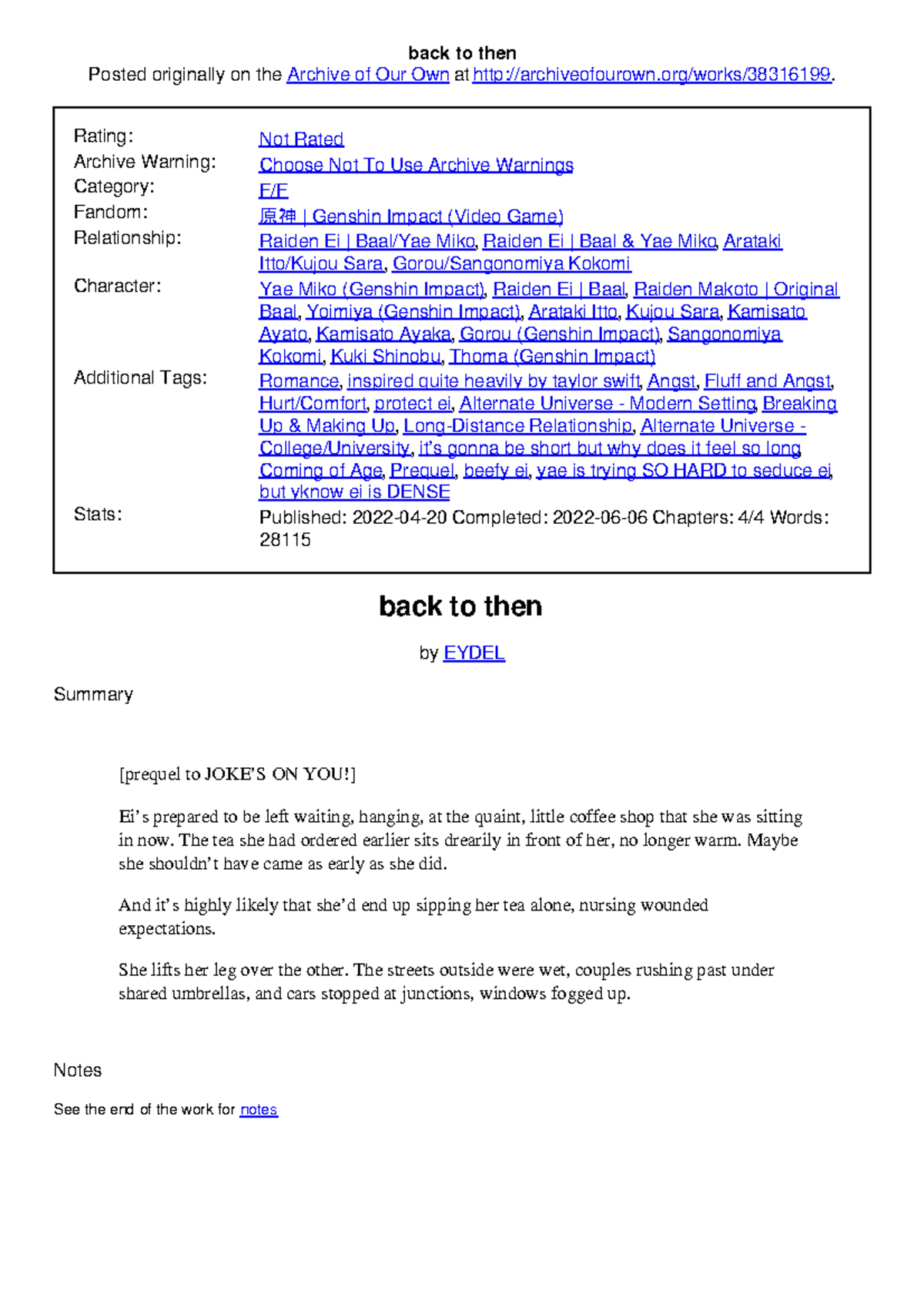 Back to then - short story - back to then Posted originally on the ...