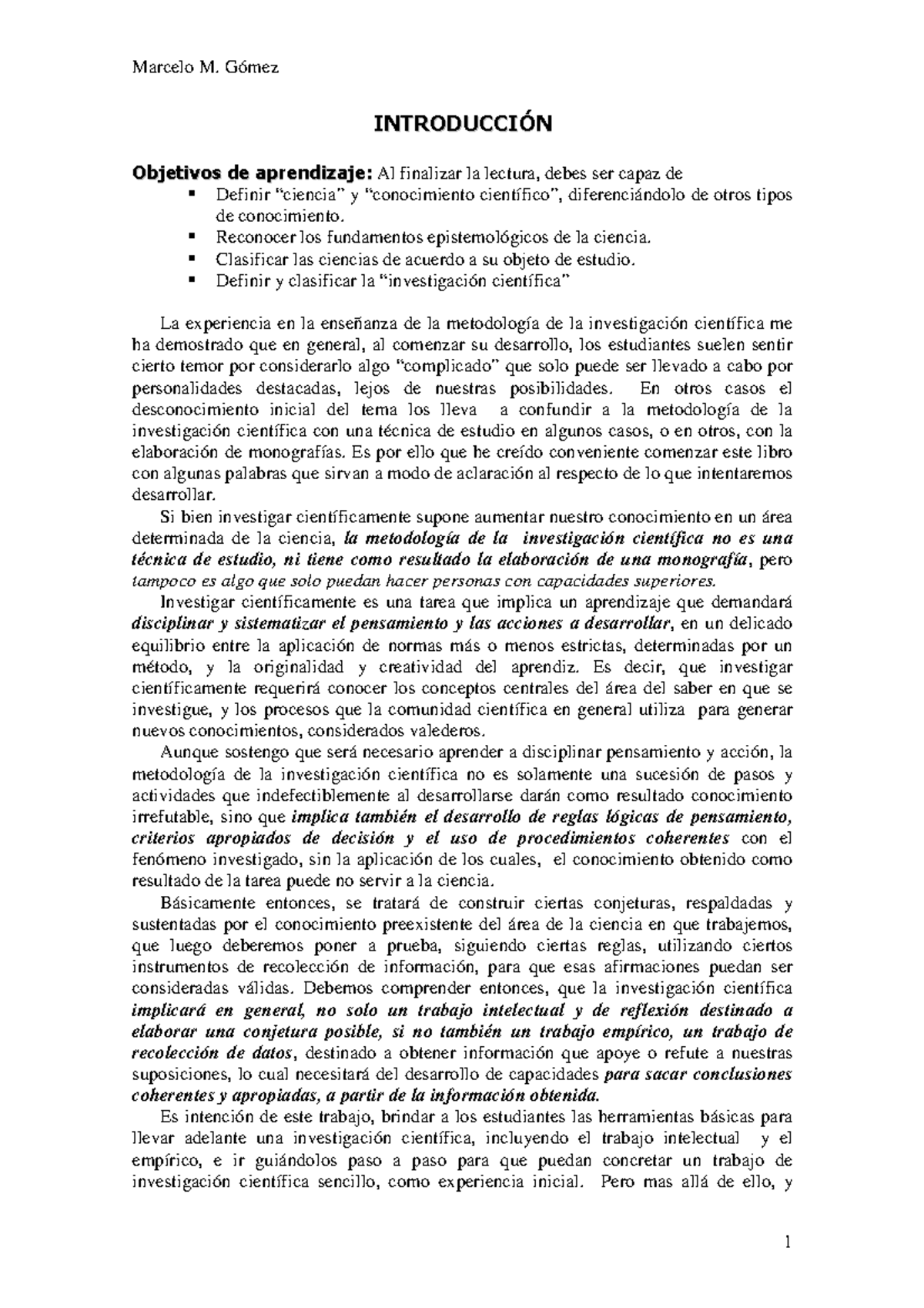 Introducción A La Metodología De La Investigación Científica Autor Prof