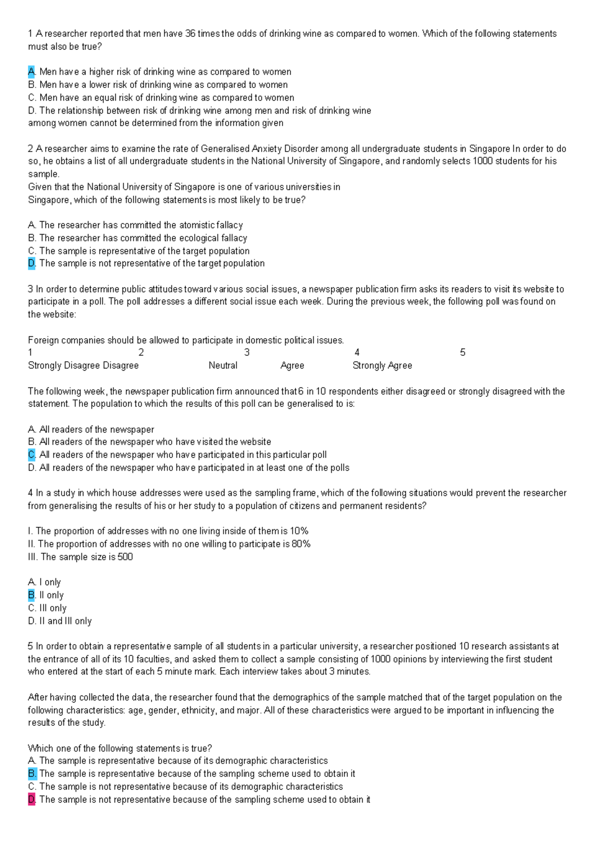 GER Practice Questions Compiled - 1 A researcher reported that men have ...