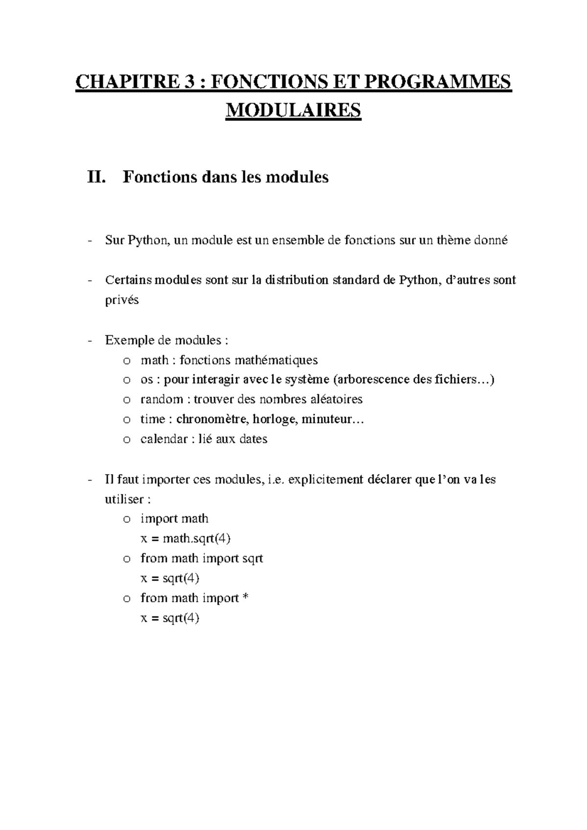 Cours Warning Tt Undefined Function 32 Chapitre 3 Fonctions Et Programmes Modulaires Ii