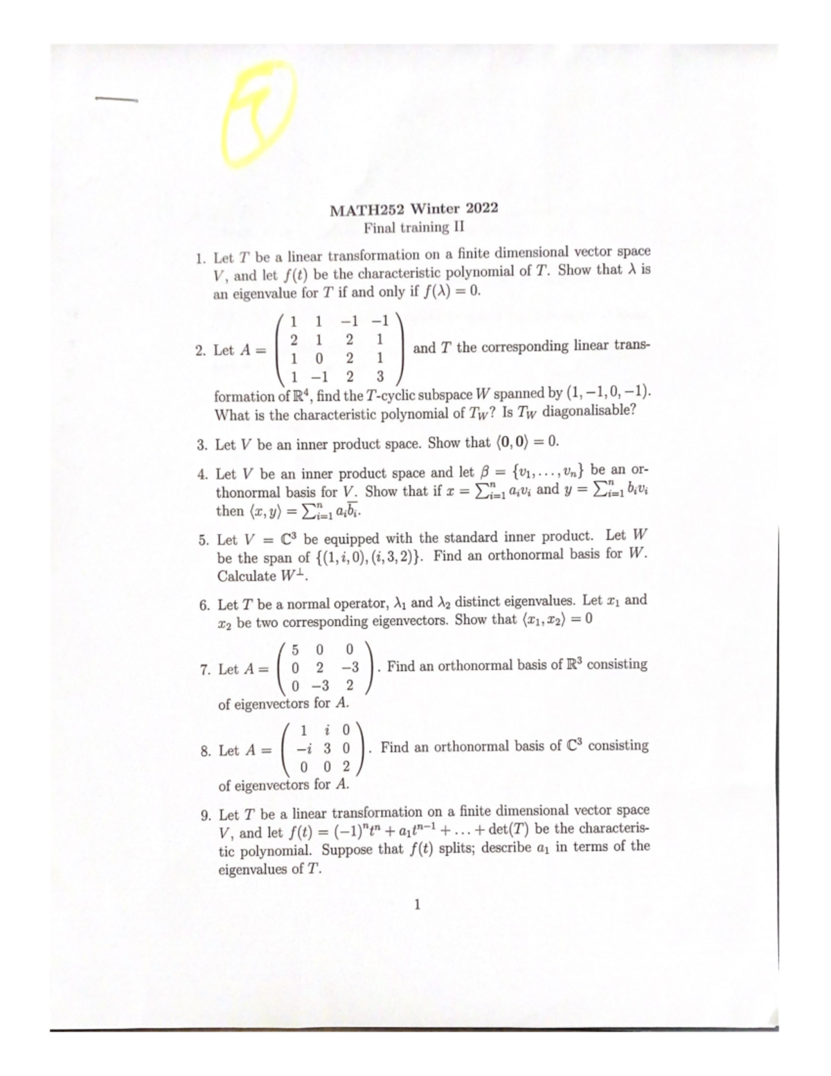 MATH252 Winter 2022 - Final training questions part 2, try as many as ...