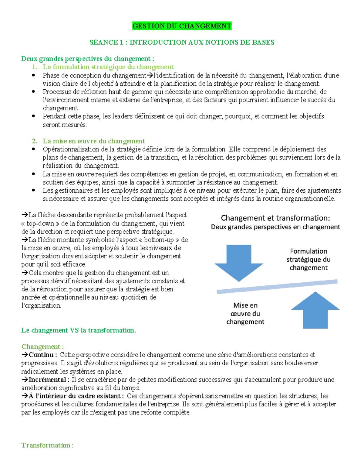 Gestion DU Changement fiches - GESTION DU CHANGEMENT SÉANCE 1 : INTRODUCTION AUX NOTIONS DE ...
