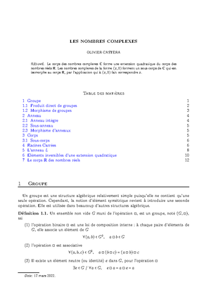 Nombrec TS 1 - Nombres complexes - NOMBRES COMPLEXES (Partie 1) Les ...