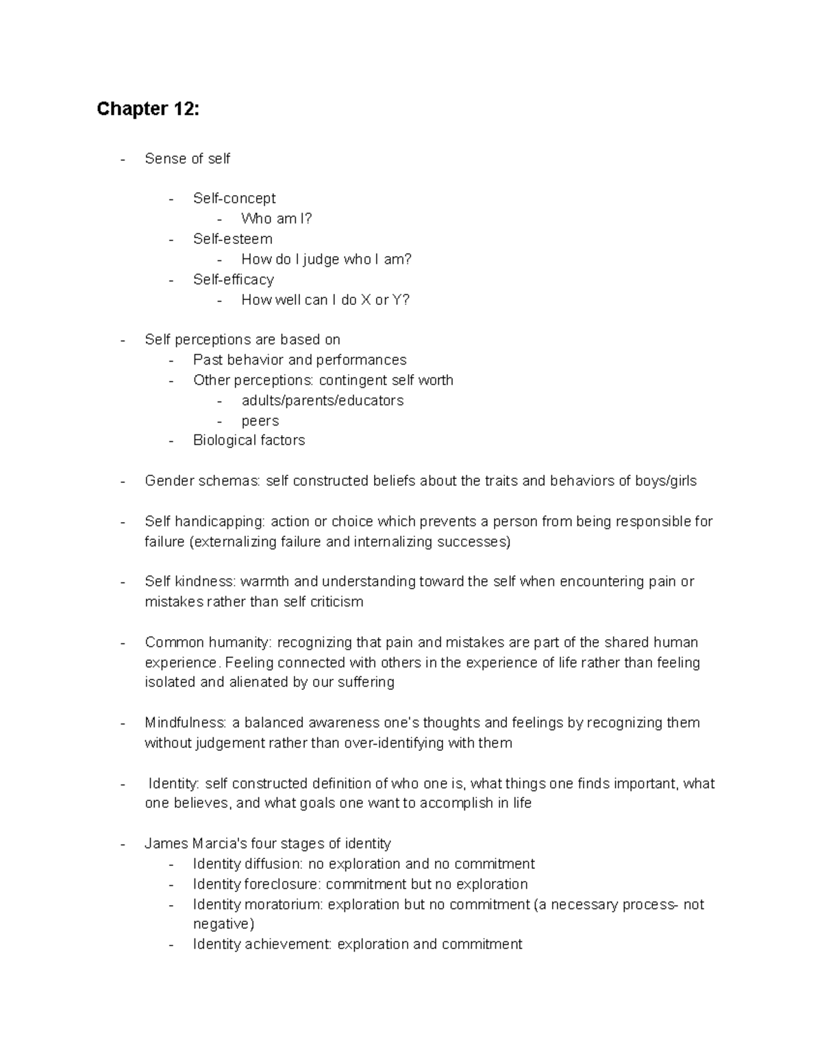 Exam 3 Child Development - Chapter 12: Sense of self Self-concept Who ...