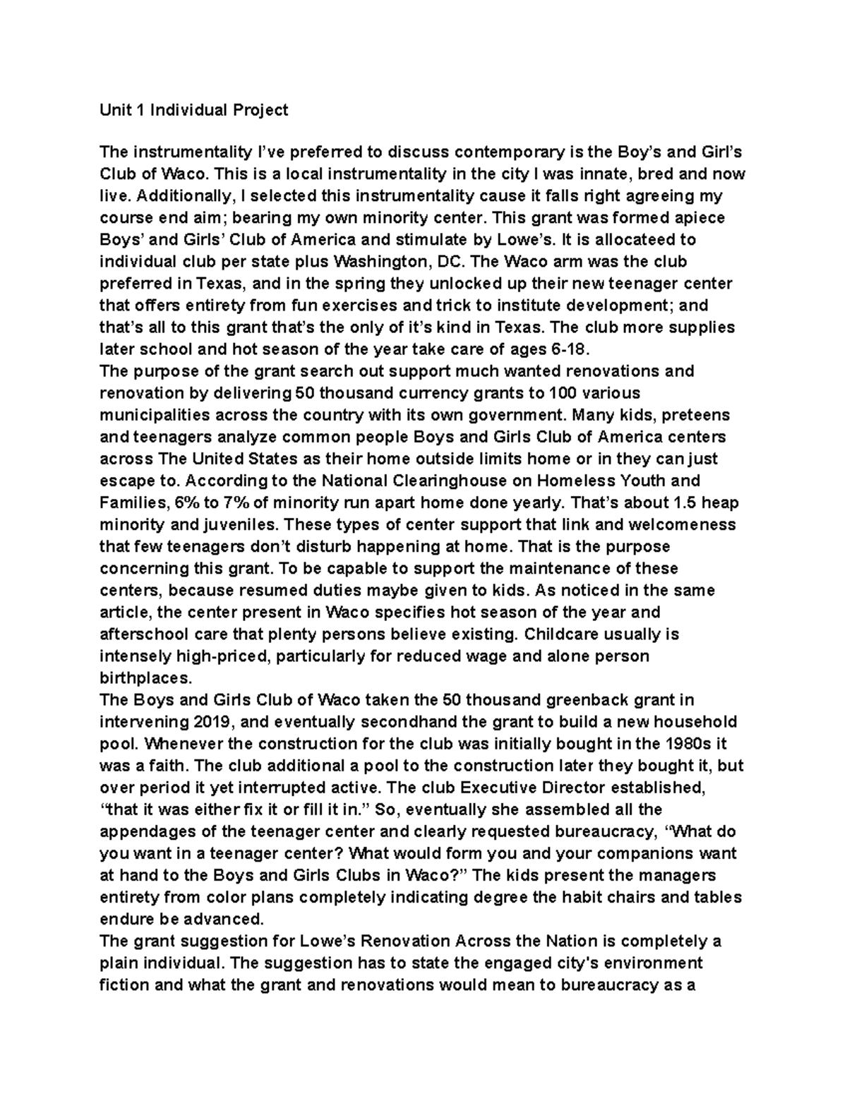 UNIT 1 Project PBAD-301 - Unit 1 Individual Project The instrumentality ...