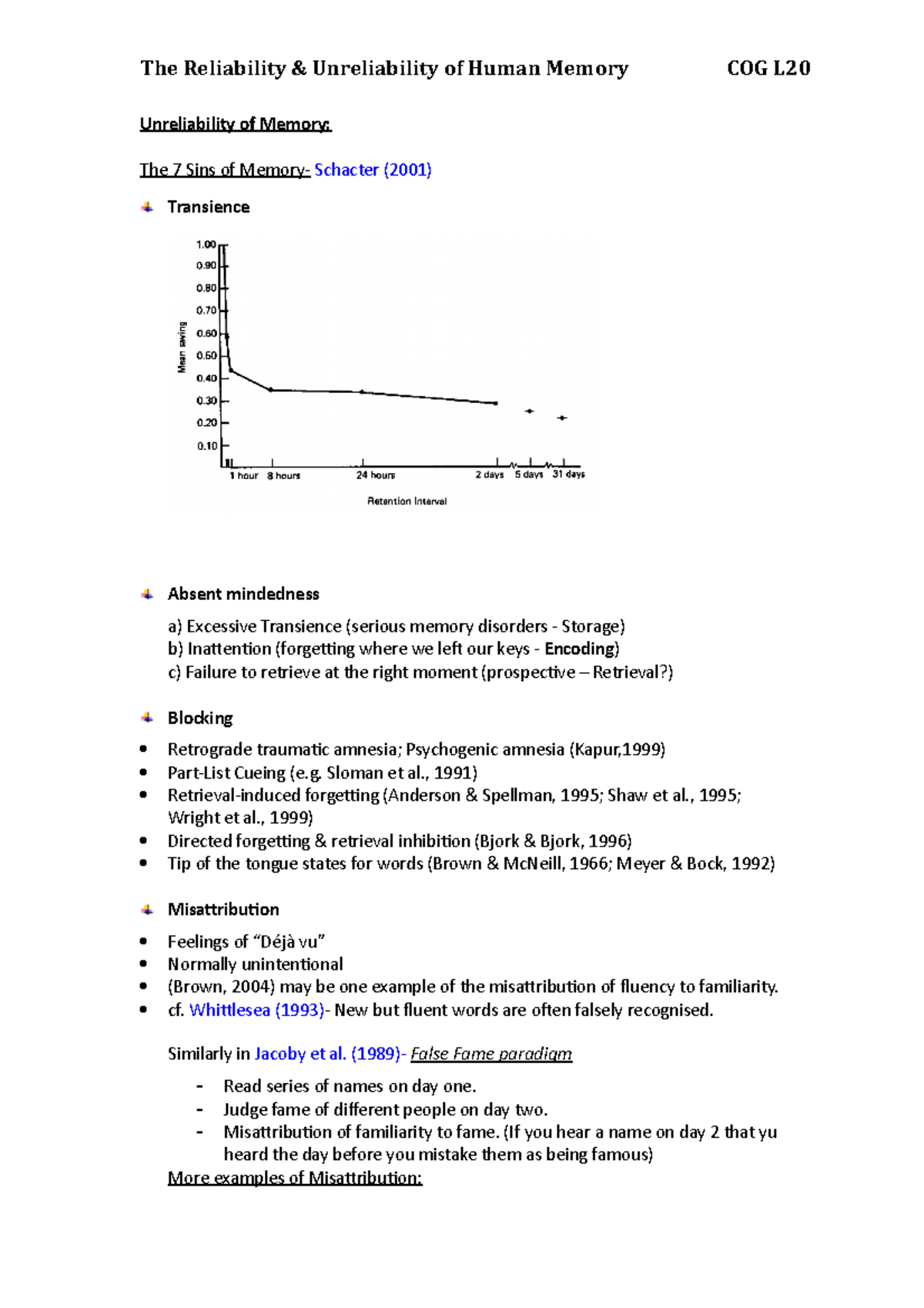 COG L20 Lecture notes 10 - The Reliability & Unreliability of Human ...