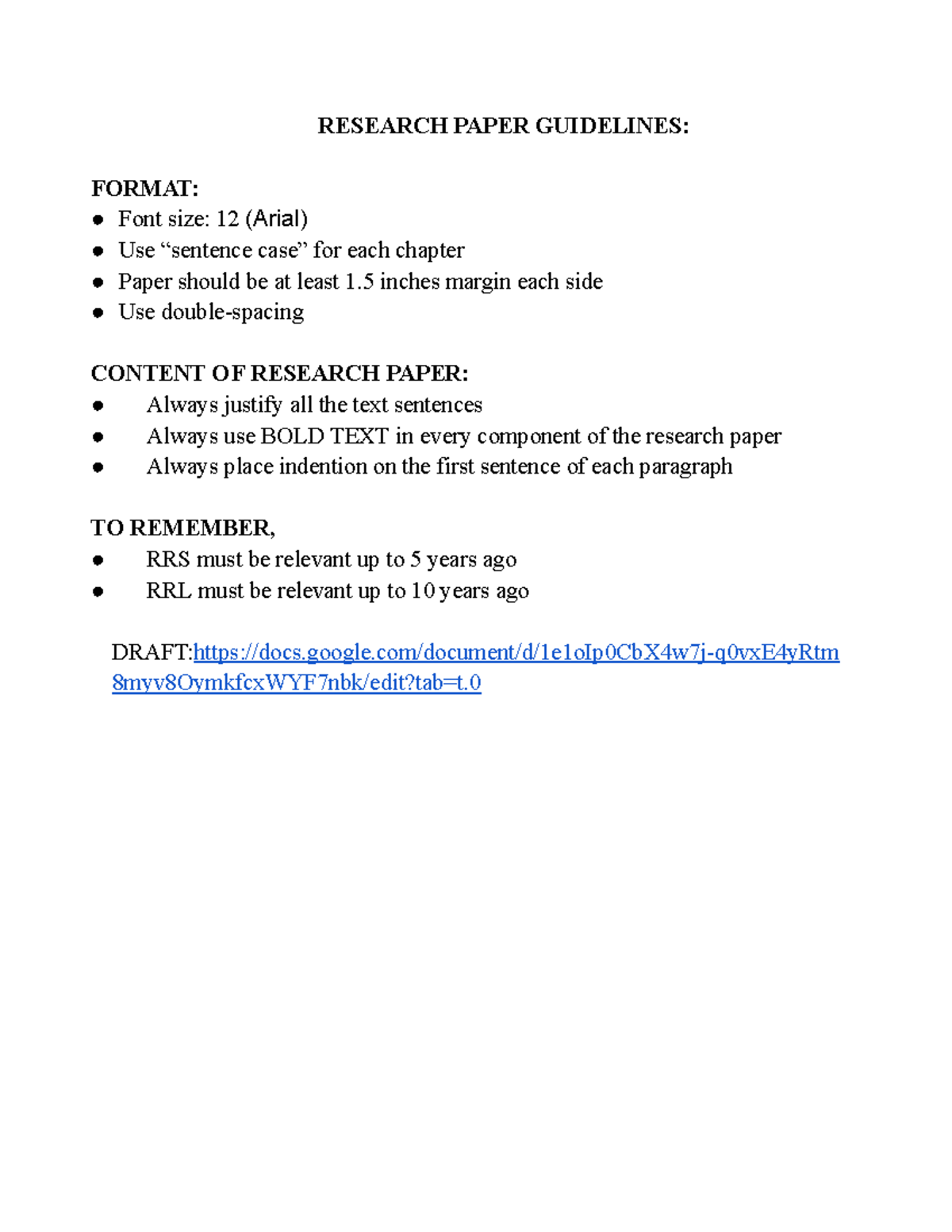Research Guidelines - RESEARCH PAPER GUIDELINES: FORMAT: Font size: 12 ...