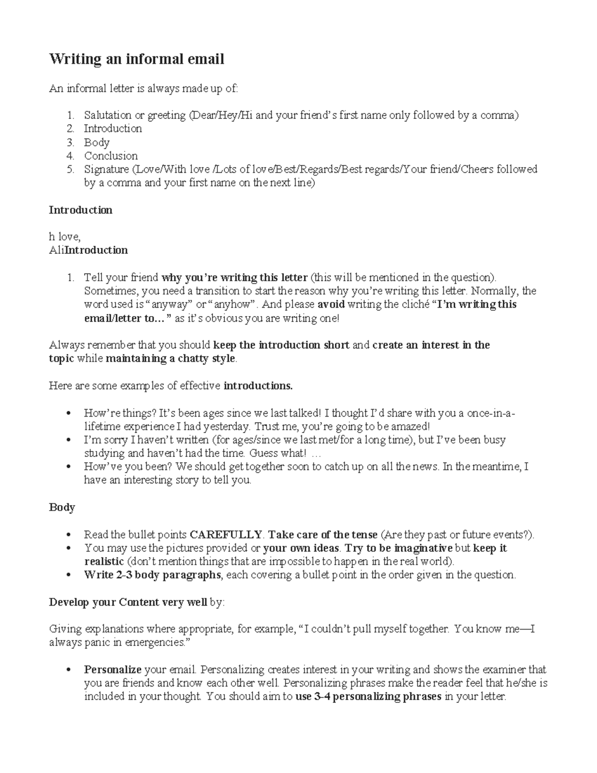 Email + Report Notes - Writing an informal email An informal letter is ...