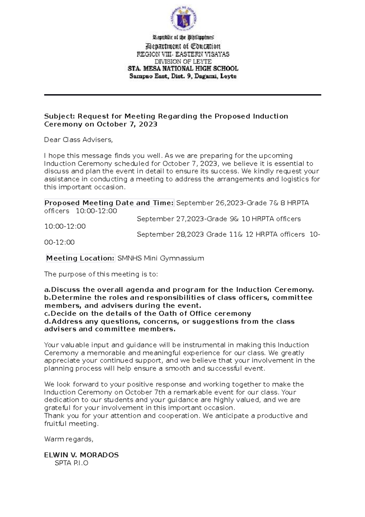 Letter for meeting - Subject: Request for Meeting Regarding the ...