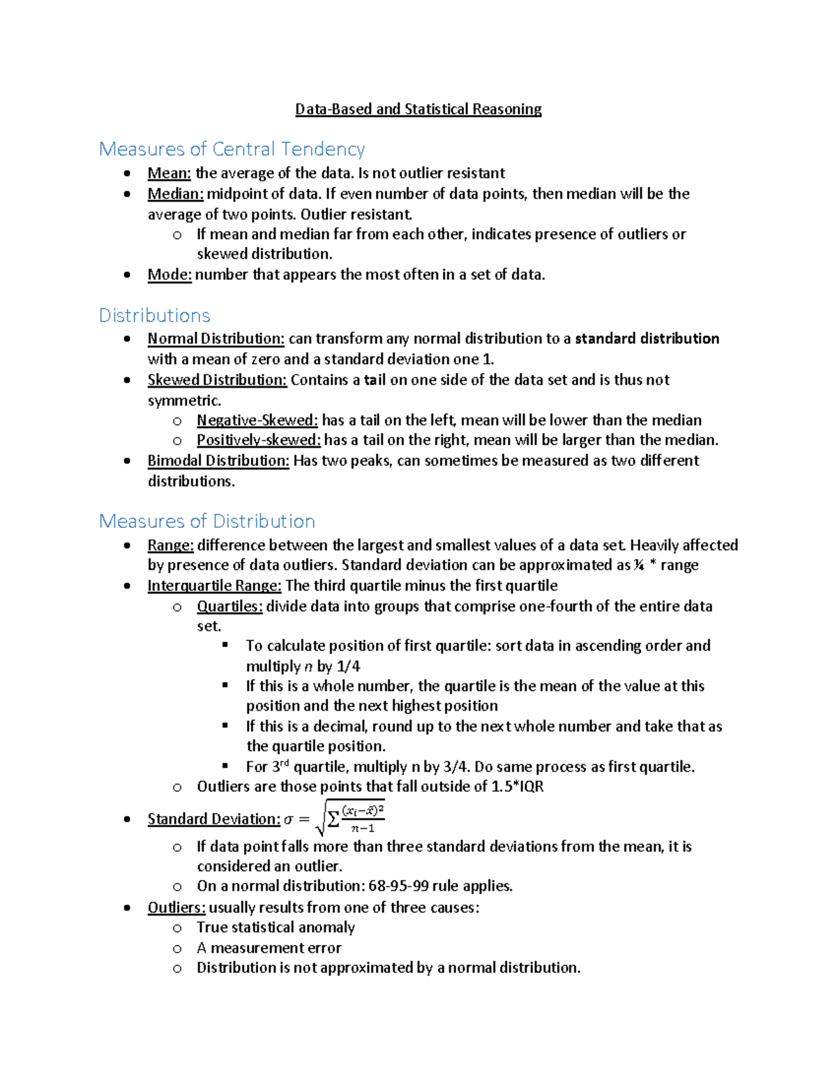 Data Based and Statistical Reasoning - Data-Based and Statistical Reasoning Measures of Central ...