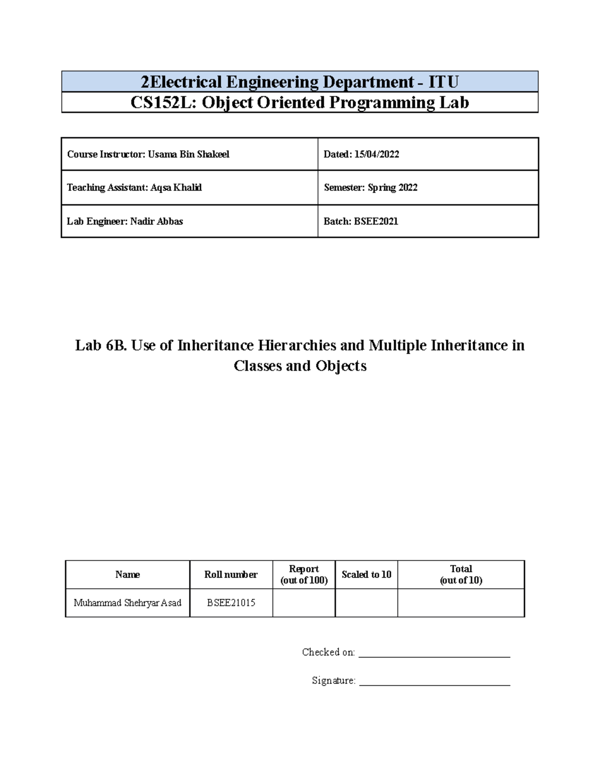 Lab 6B - This is a practice Lab Project Best for oop and UBL's related ...
