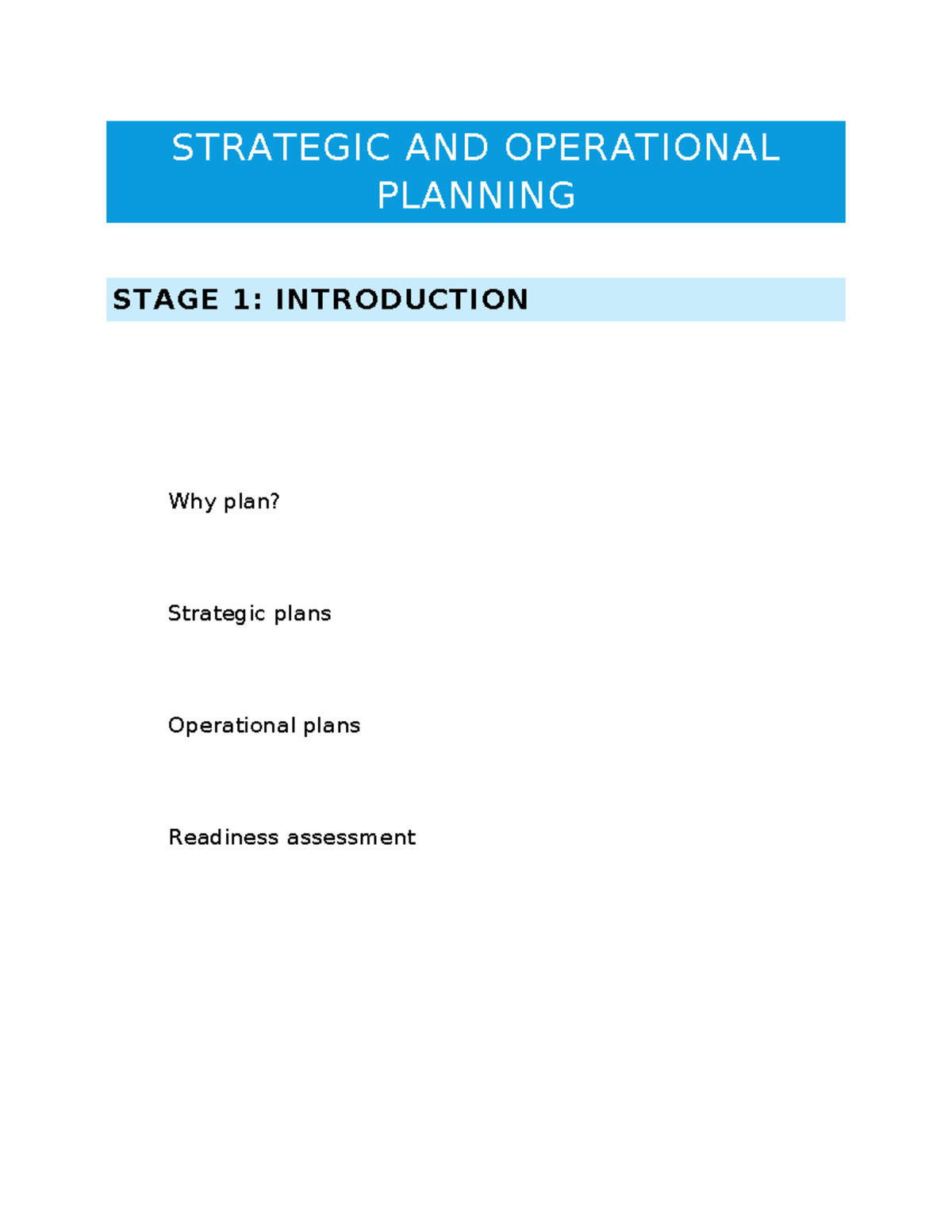 Strategic Plan Template 12 - STRATEGIC AND OPERATIONAL PLANNING STAGE 1 ...