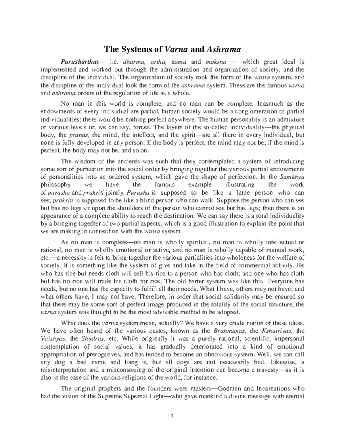 The Systems of Varna and Ashrama part 2 - The Systems of Varna and ...