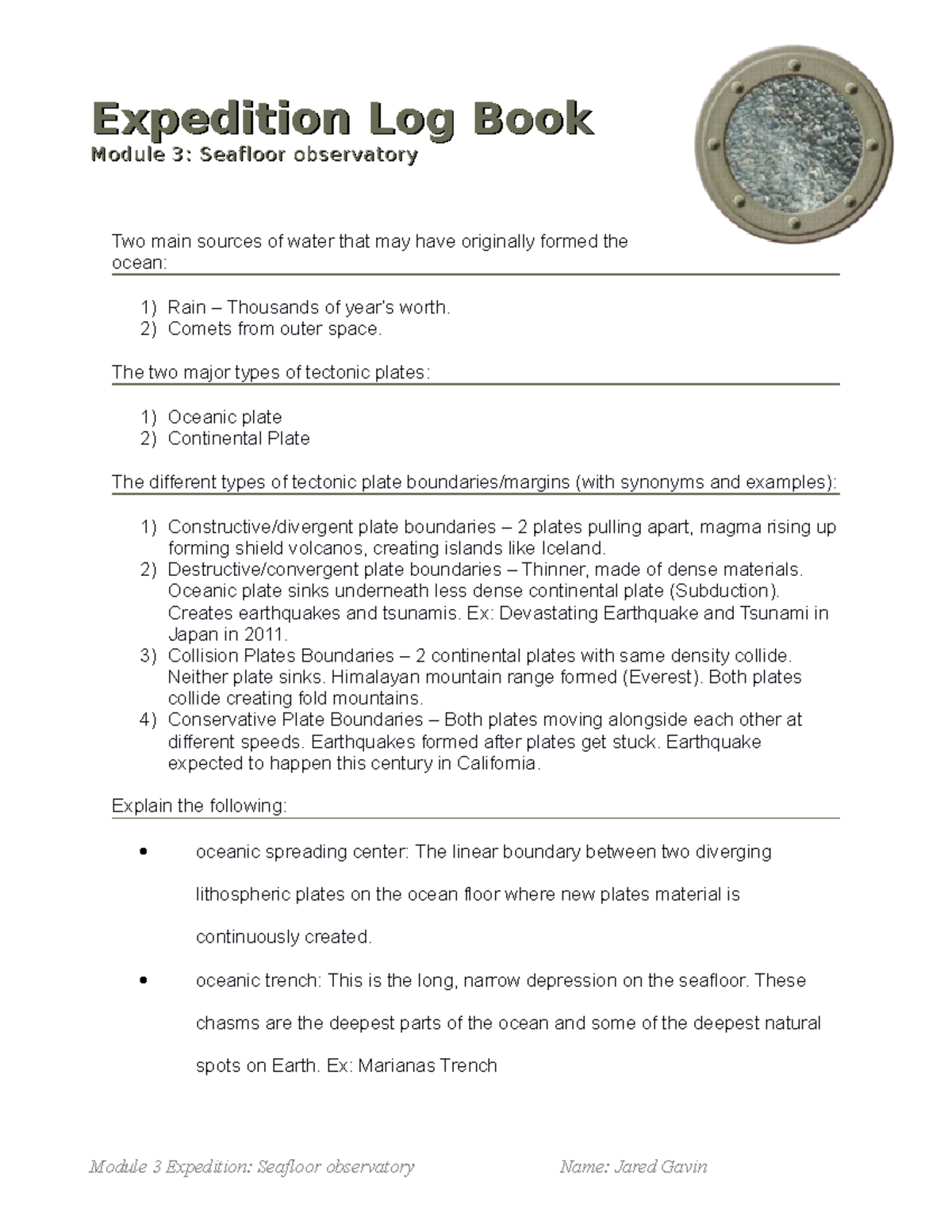 Log Book 3 - ssss - Expedition Log BookExpedition Log Book Module 3 ...