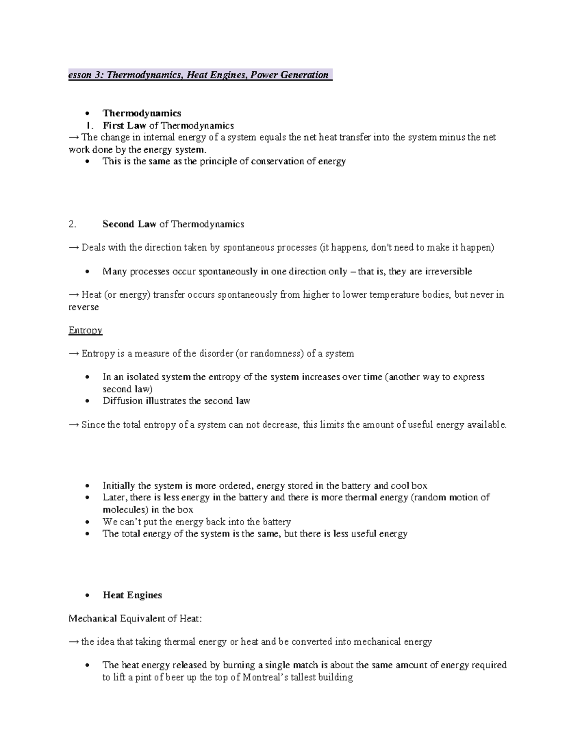 Thermodynamics in relation to energy - esson 3: Thermodynamics, Heat ...