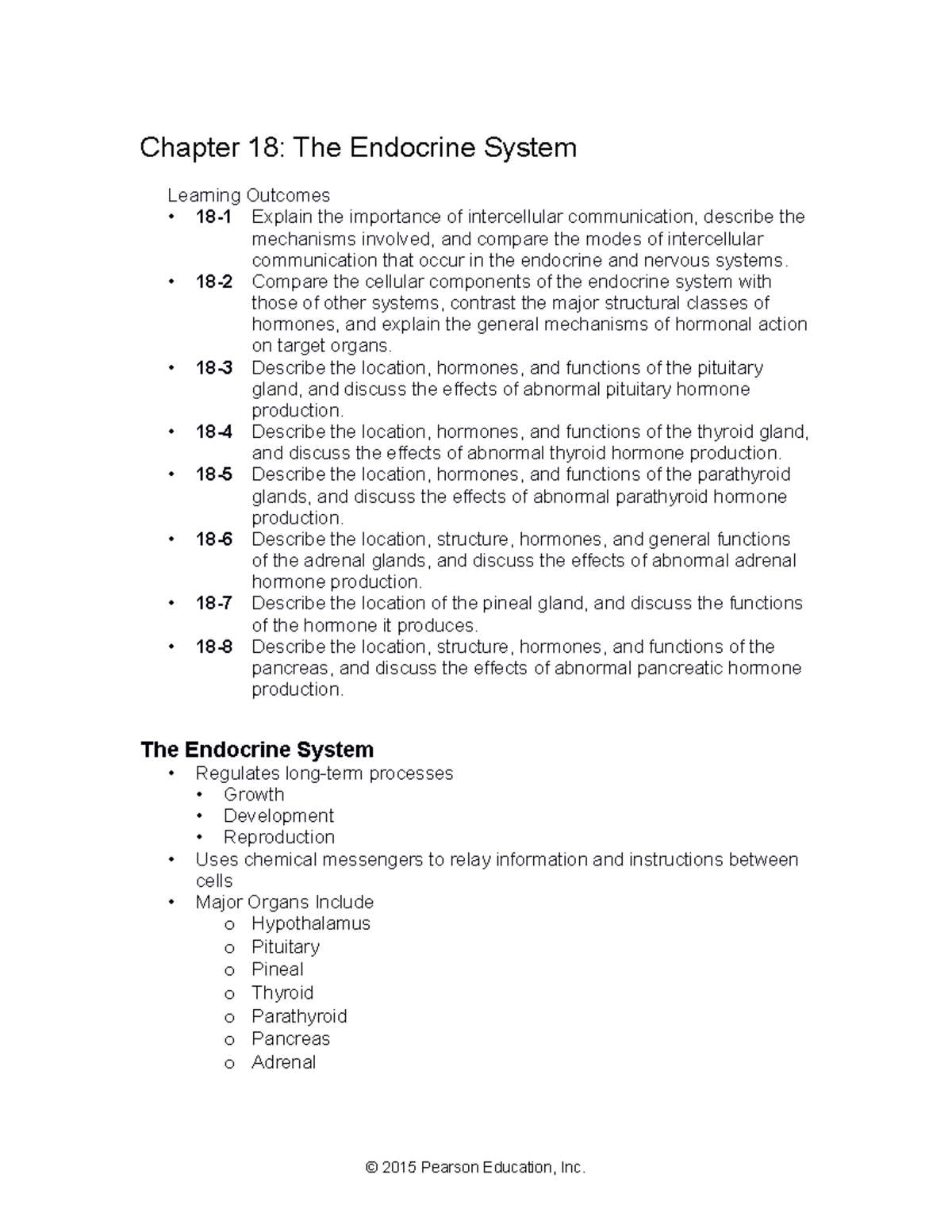 BIOL-286 Chapter 18 Endocrine System - Chapter 18: The Endocrine System ...