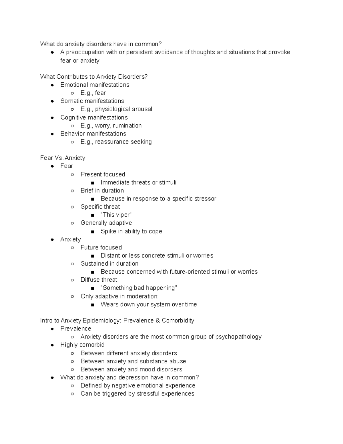 Anxiety Disorders Week 5 - What do anxiety disorders have in common? A ...