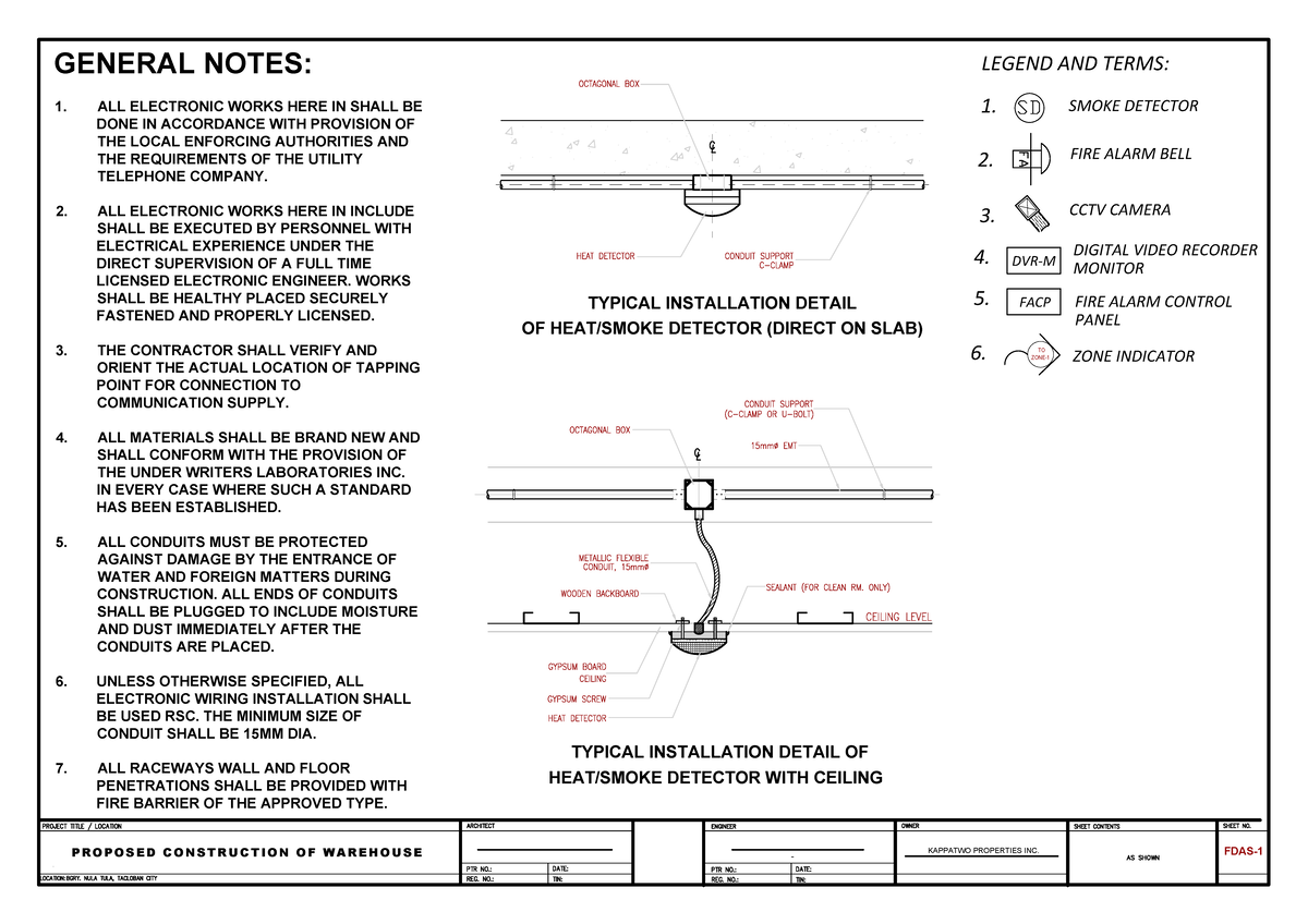 FDAS Plans - DFDSFS - TYPICAL INSTALLATION DETAIL OF TYPICAL ...