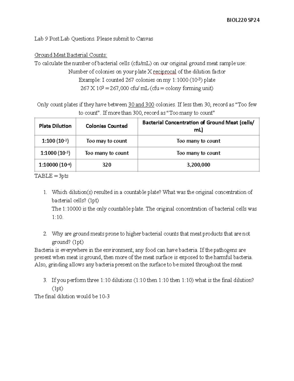 BIOL220 Lab9 Post Lab Questions - BIOL220 SP Lab 9 Post Lab Questions ...