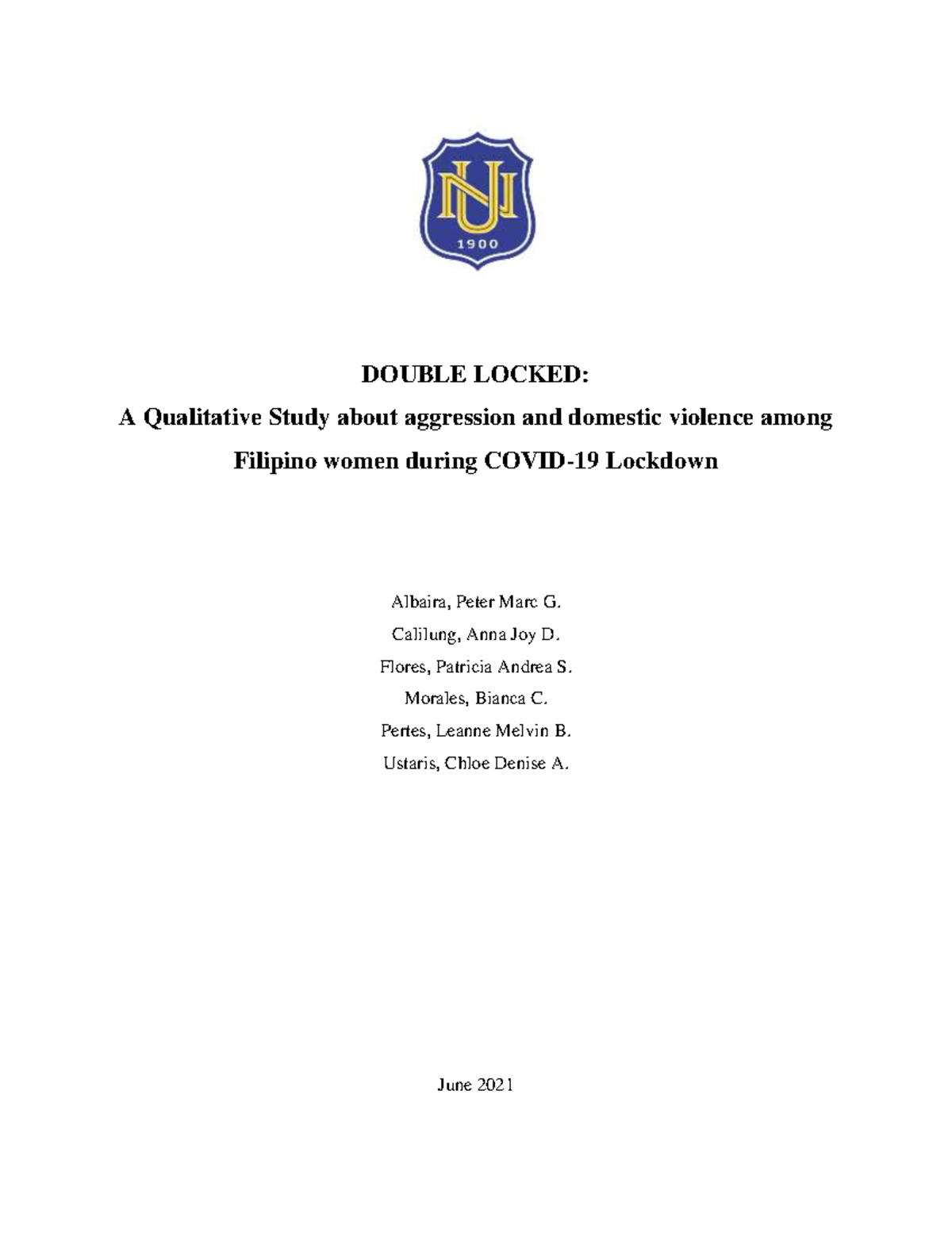Double Locked A Qualitative Study about - DOUBLE LOCKED: A Qualitative ...