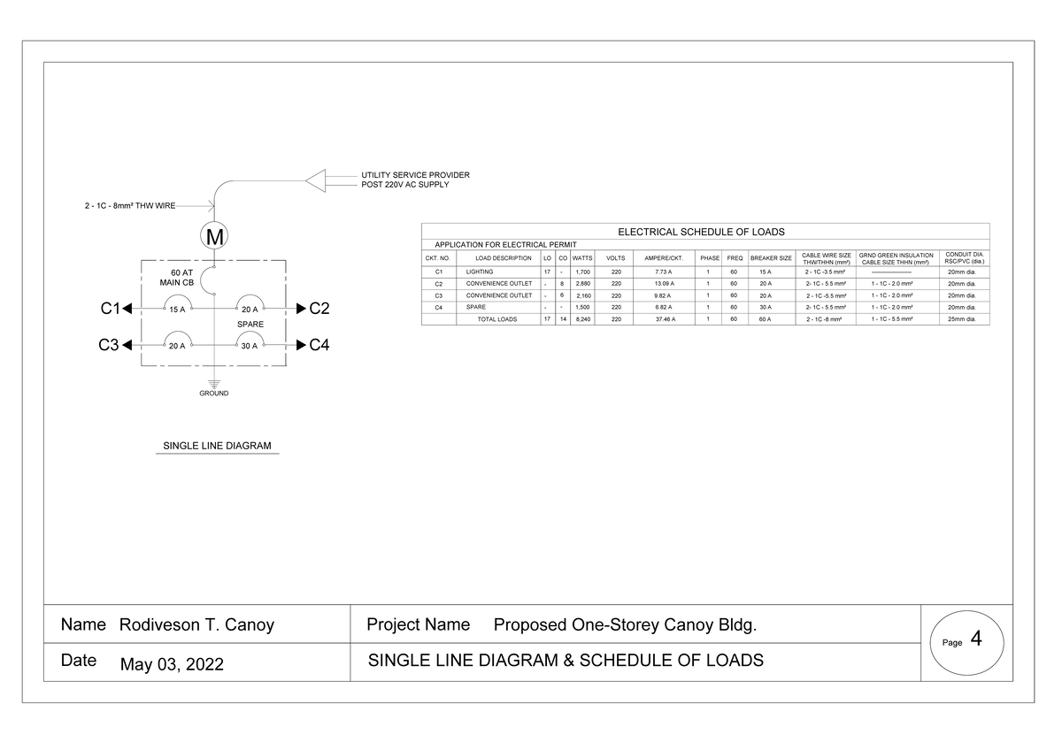 Final- Activity-Model - Name Date Project Name SINGLE LINE DIAGRAM ...