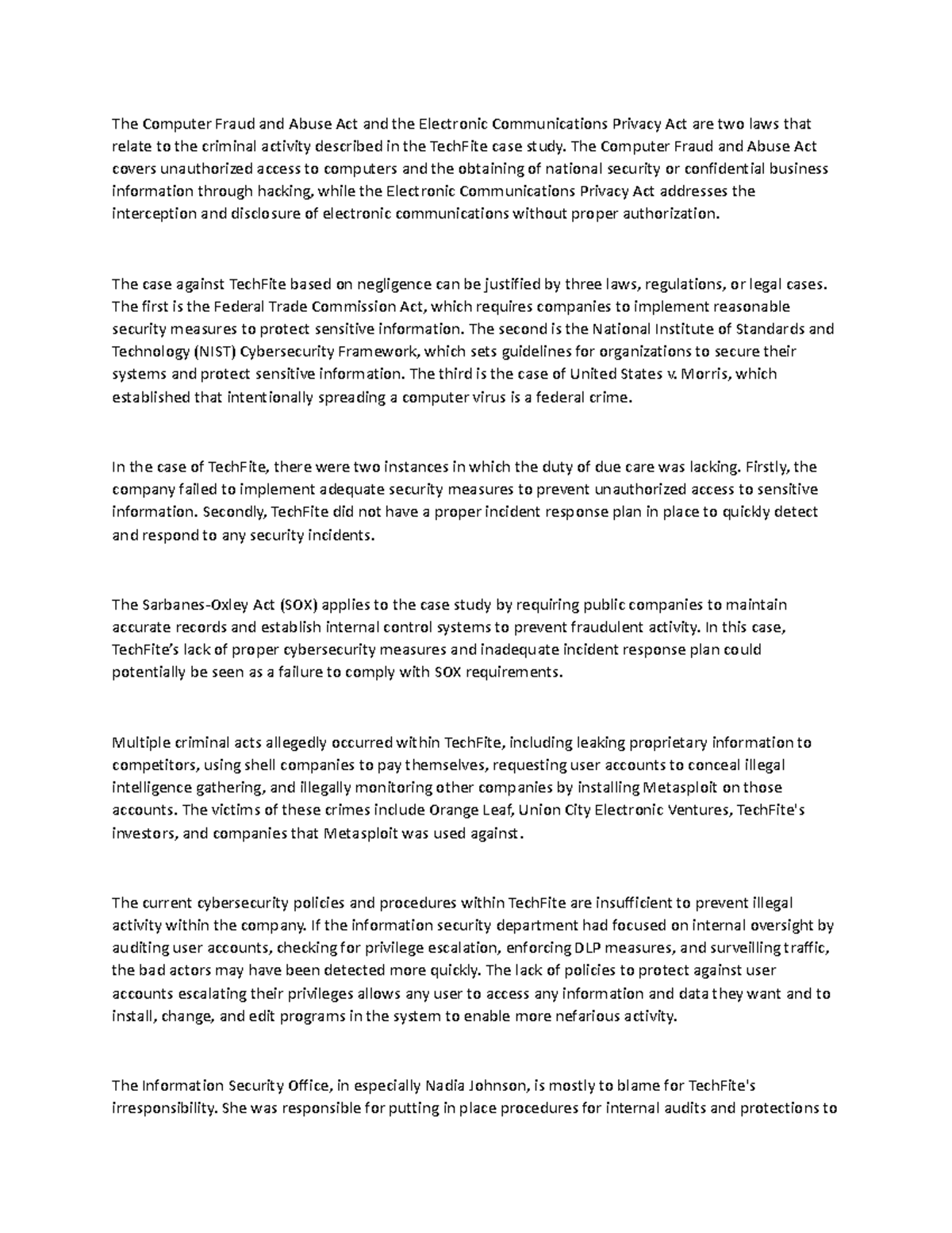 IHP4 TASK 1 Legal Analysis version 2 - The Computer Fraud and Abuse Act ...