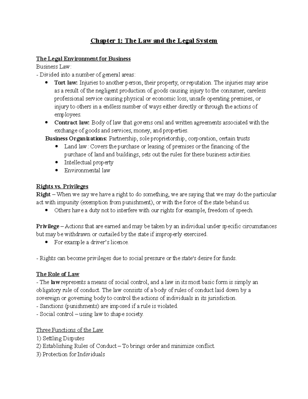Chapter 1 adms 2610 - Summary Contemporary Canadian Business Law ...