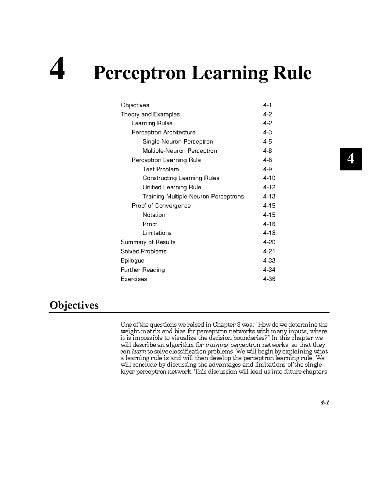 4 Perceptron - Lec notes - Objectives 4 4 Perceptron Learning Rule ...