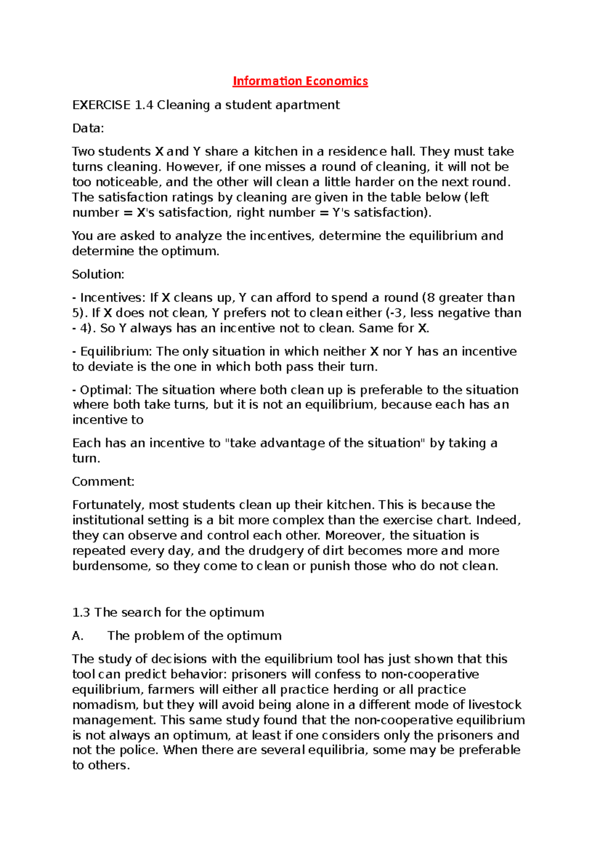 Information Economics 11 - Information Economics EXERCISE 1 Cleaning a ...