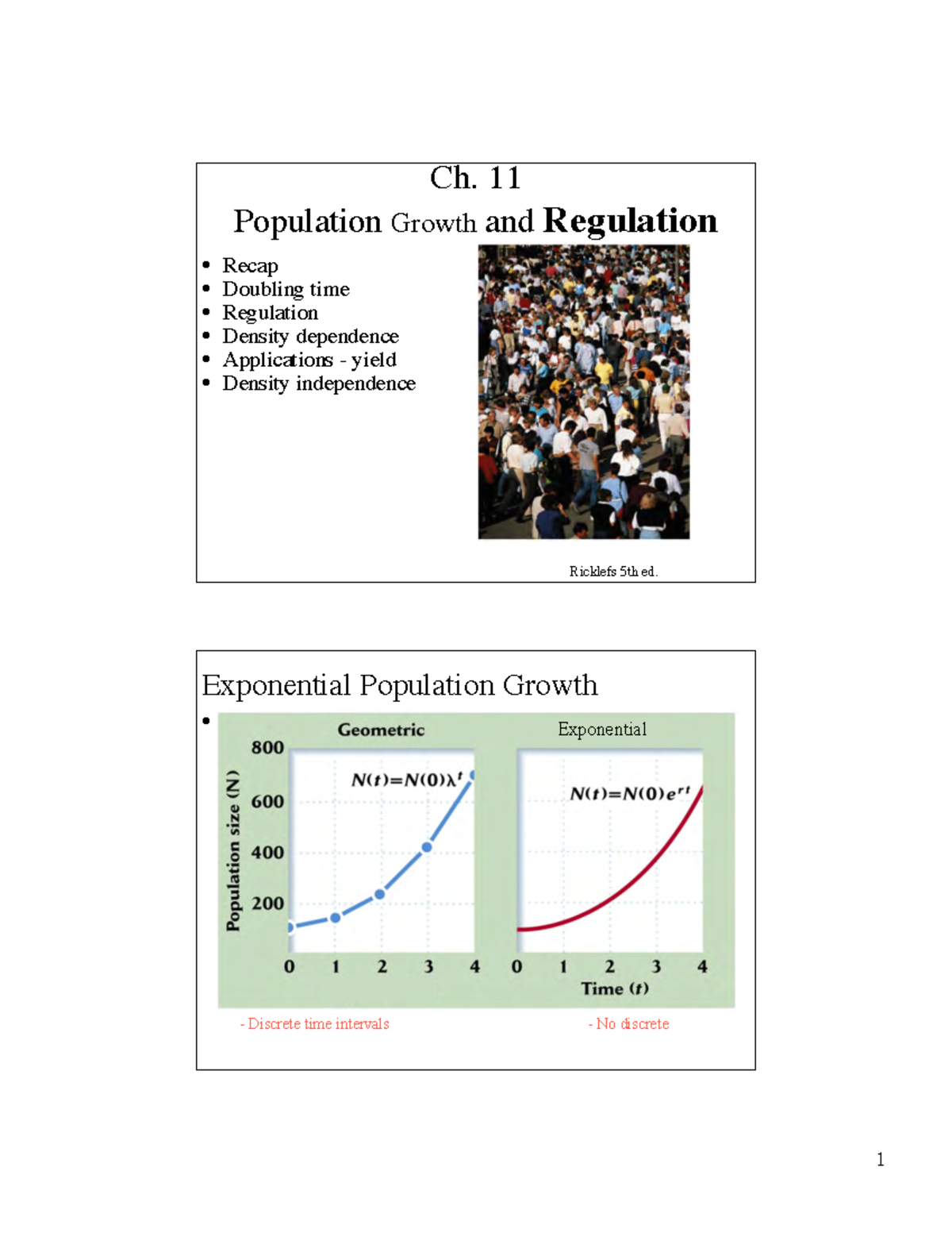 Lecture 11-Population Regulation R2 - Recap Doubling time Regulation ...