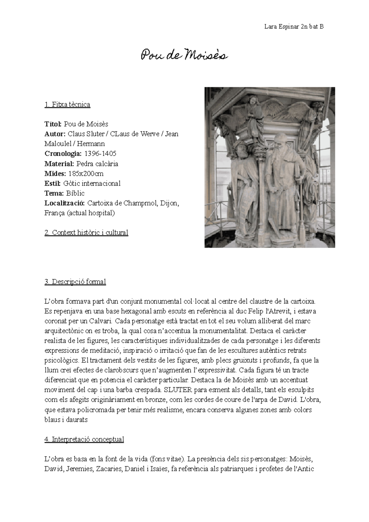 Pou de Moisès - Lara Espinar 2n bat B Pou de Moisès 1. Fitxa tècnica ...