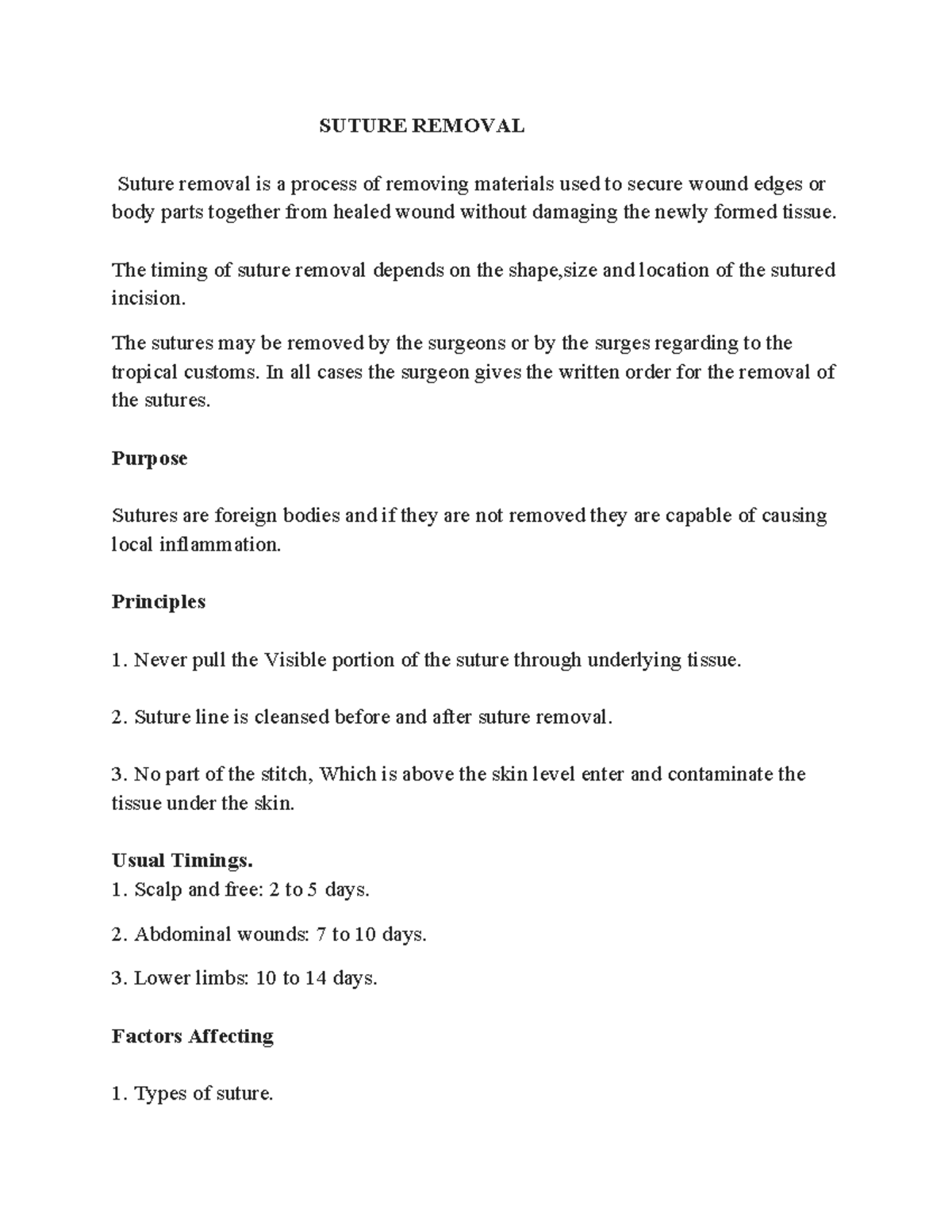 Suture Removal - REFERENCE - SUTURE REMOVAL Suture removal is a process ...