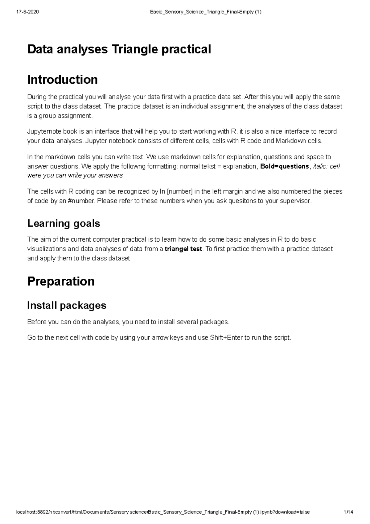 Triangle Practicum Final - Data analyses Triangle practical ...