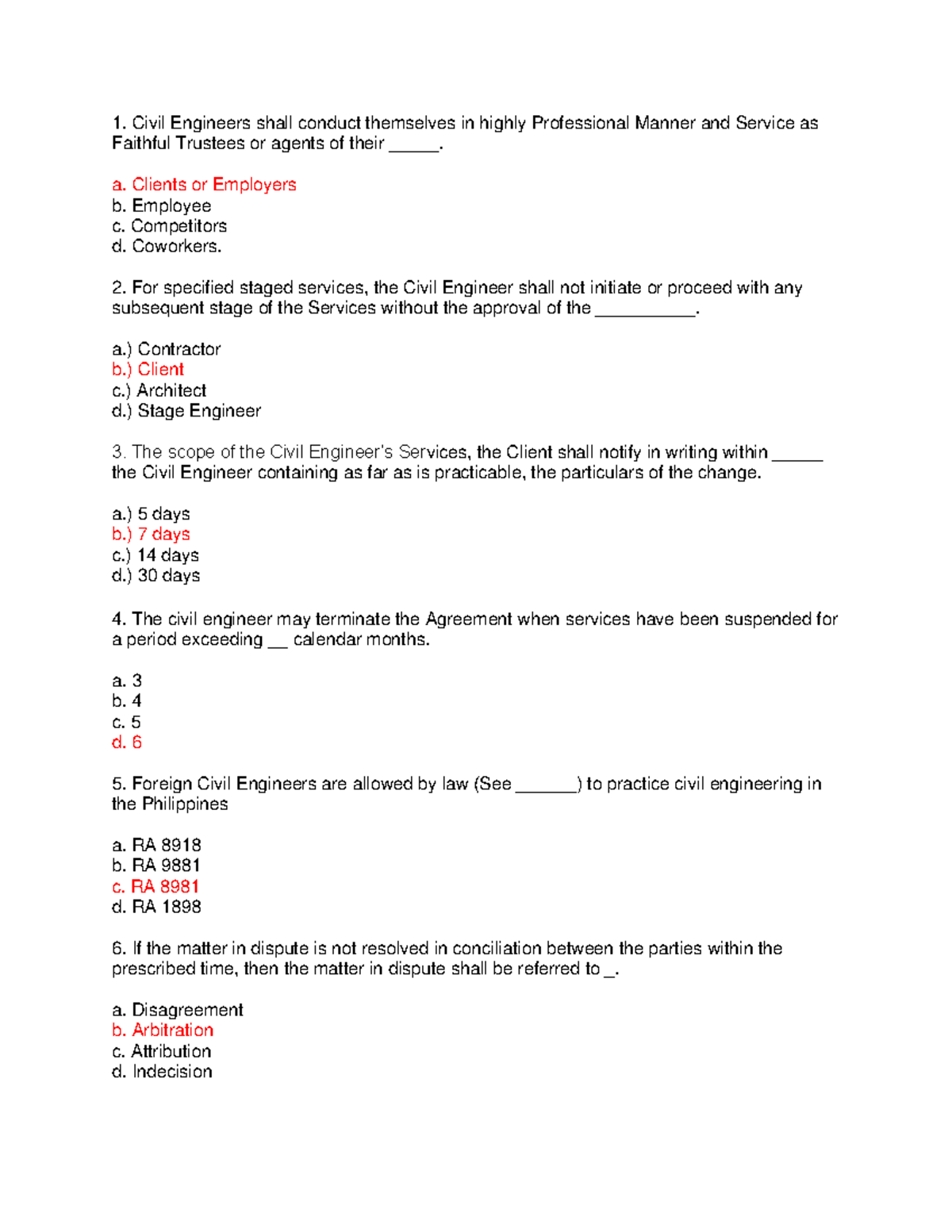 CE LAWS Questionnaire Group 1-5A - Civil Engineers shall conduct ...