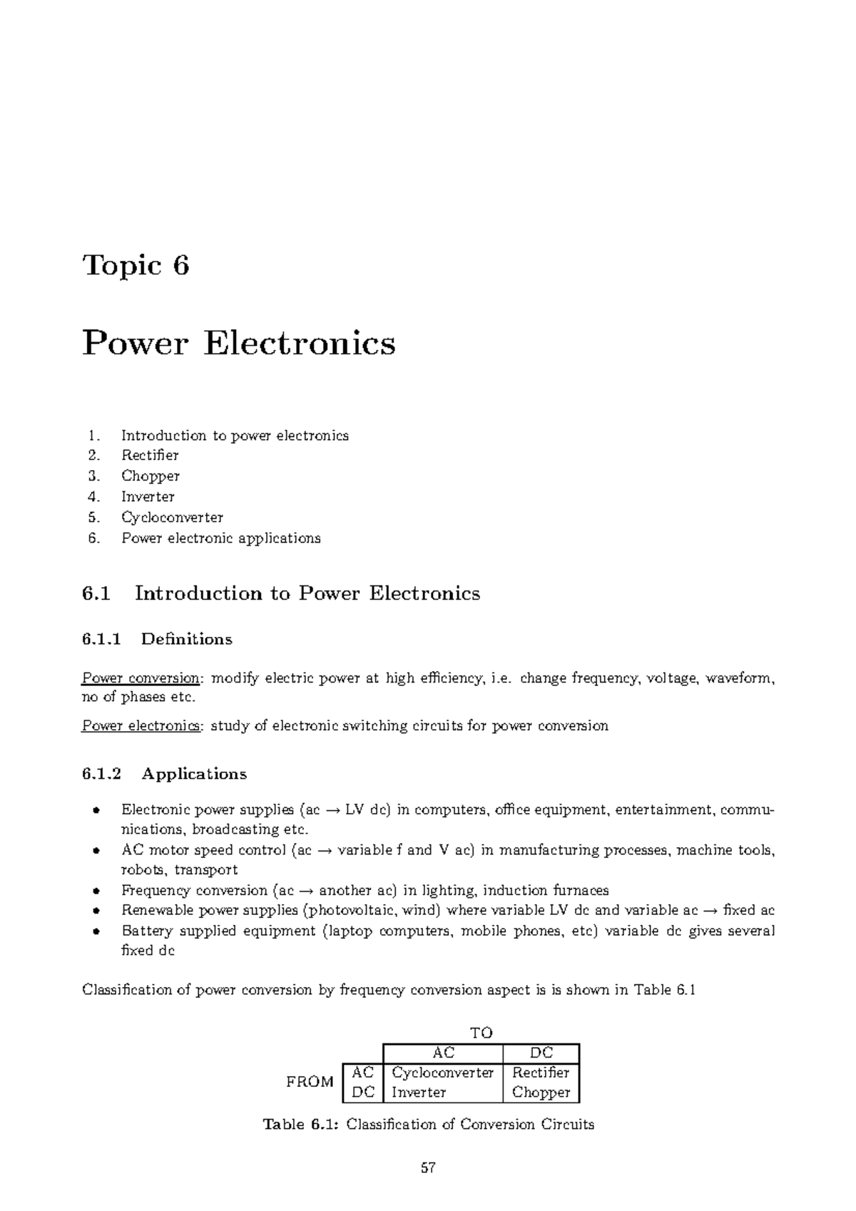 06 Power Electronics - Topic 6 Power Electronics Introduction to power ...