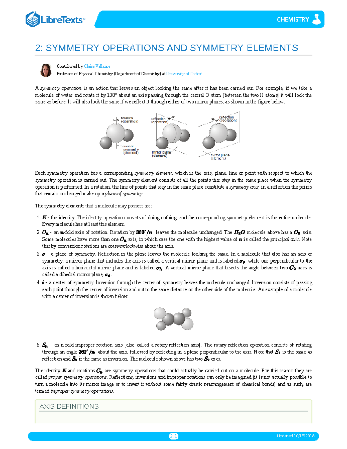 02 - 2: SYMMETRY OPERATIONS AND SYMMETRY ELEMENTS Contributed by Claire ...