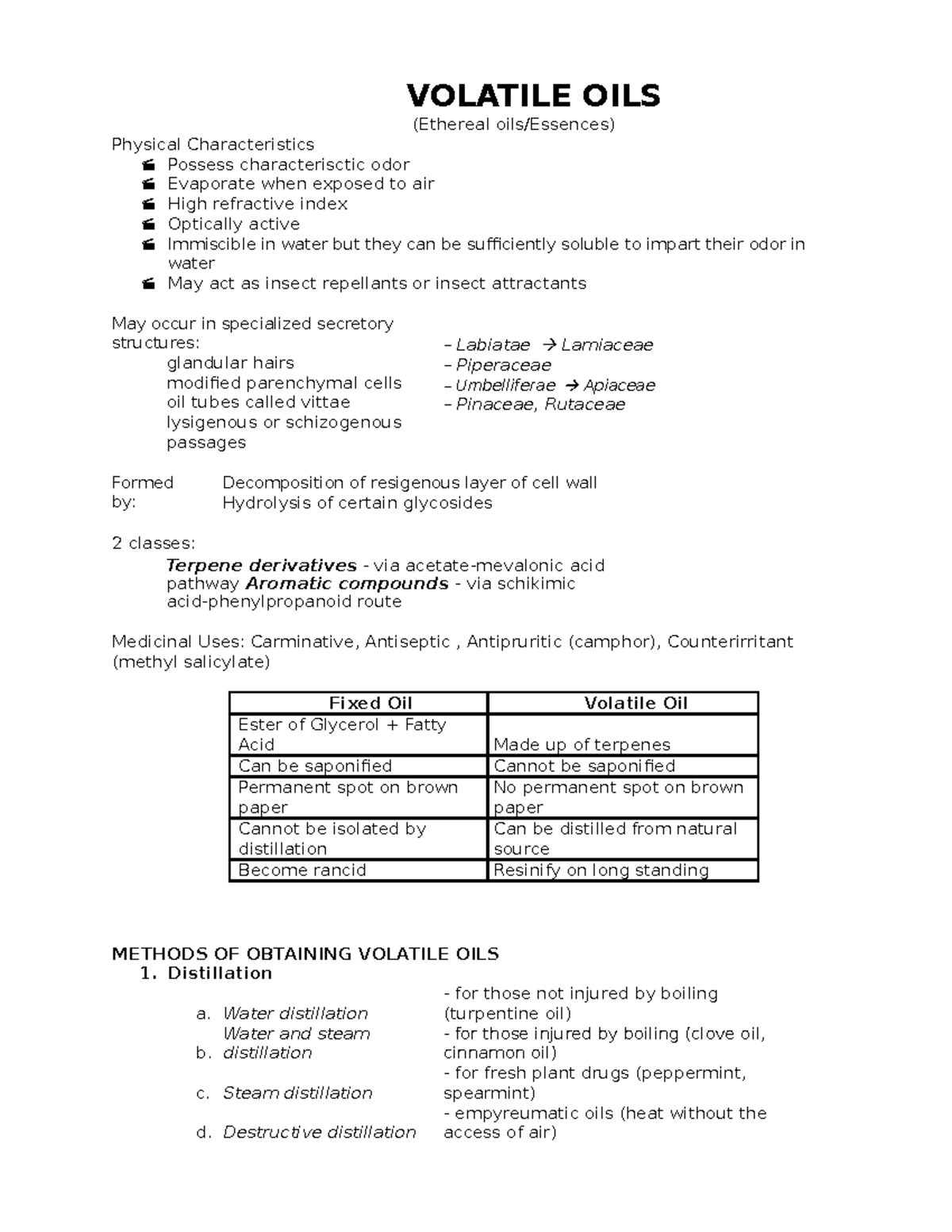 Pharmacy Module 2 (Pharmacognosy; 3 Volative Oils & Resins) - VOLATILE ...