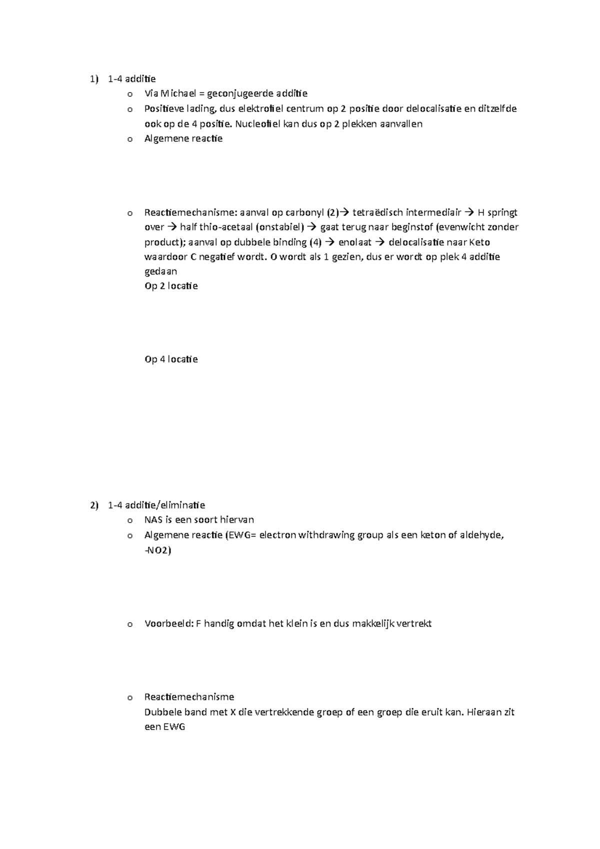 Overzicht reactie(mechanismen) - 1-4 additie o Via Michael ...