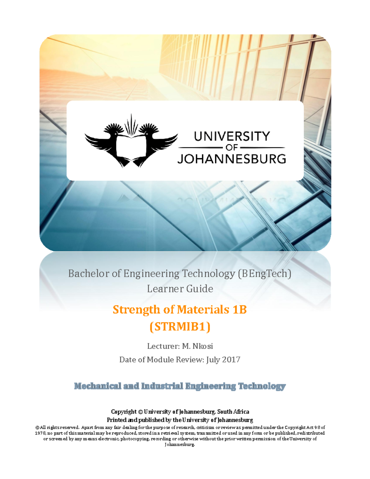 Strmib 1 Guide 2017-Nkosi M - Bachelor of Engineering Technology ...