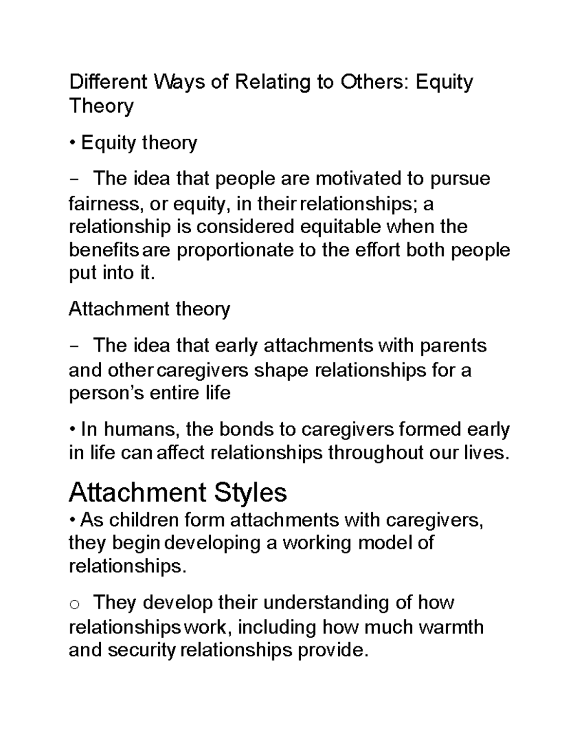 Social Psych 6 - Different Ways of Relating to Others: Equity Theory ...