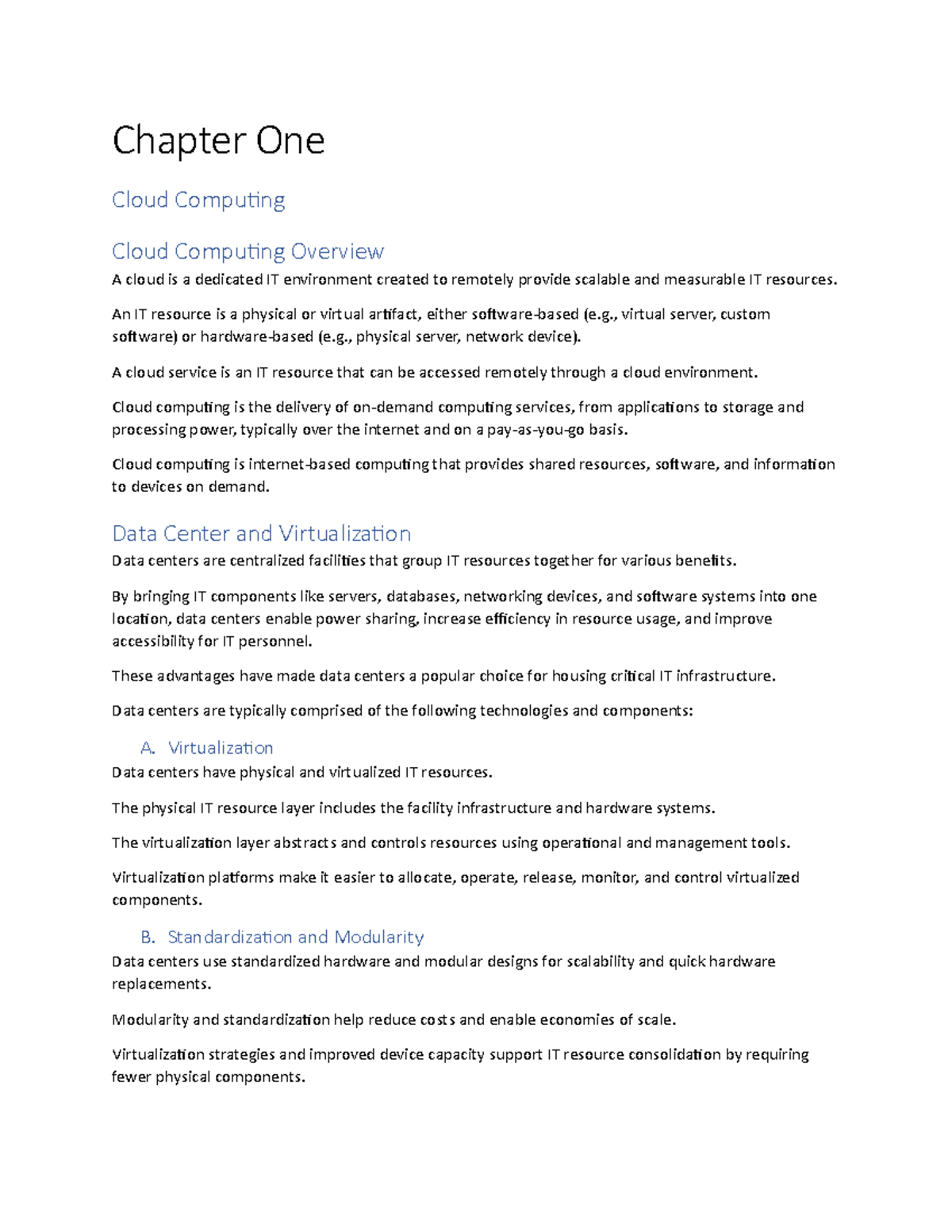 Cloud Computing - Chapter One Cloud Computing Cloud Computing Overview ...