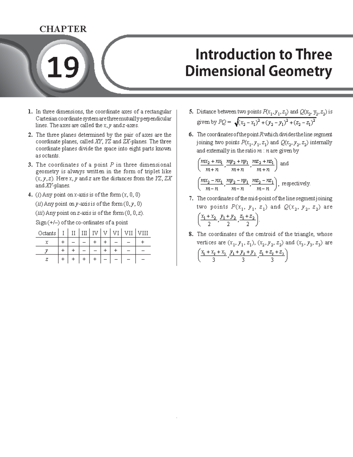 19 Three Dimensional Geometry - CHAPTER 19 Introduction to Three ...
