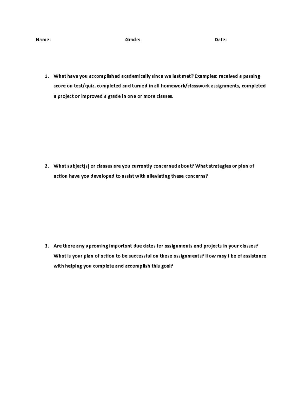 Document 1 - sqdqwddwdf - Name: Grade: Date: What have you accomplished ...